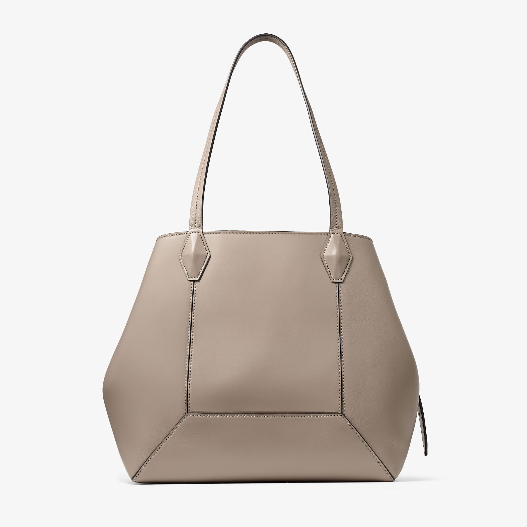 Diamond Tote/M | Taupe Calf Leather Tote Bag | JIMMY CHOO
