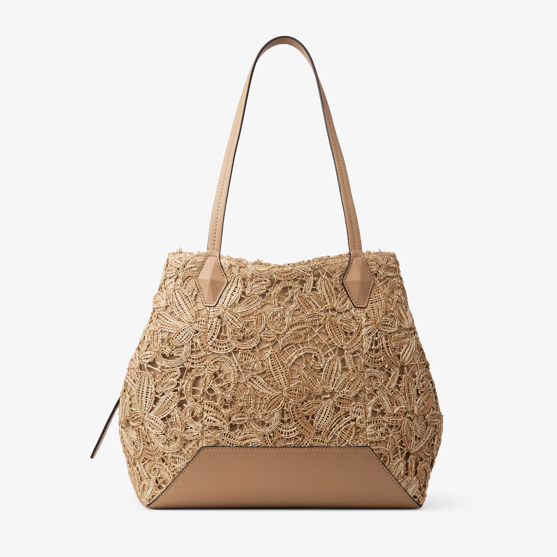 Diamond Tote Medium | Natural Flower Woven Raffia Tote Bag | JIMMY CHOO
