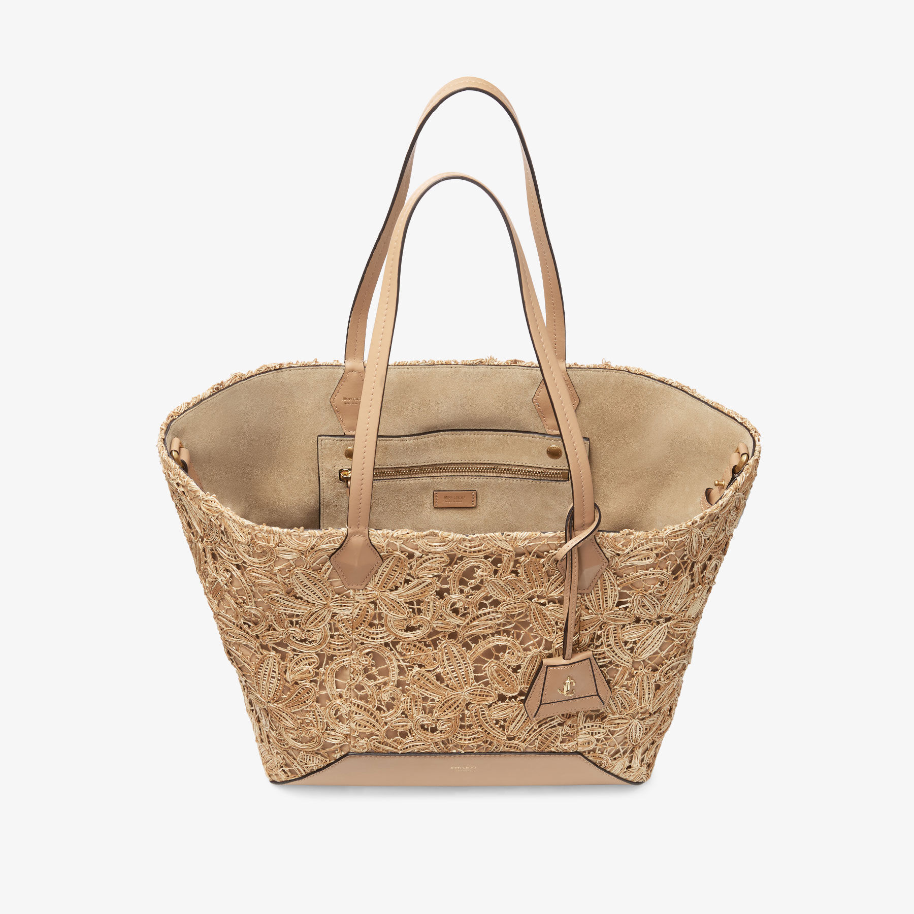 Diamond Tote Medium | Natural Flower Woven Raffia Tote Bag | JIMMY CHOO