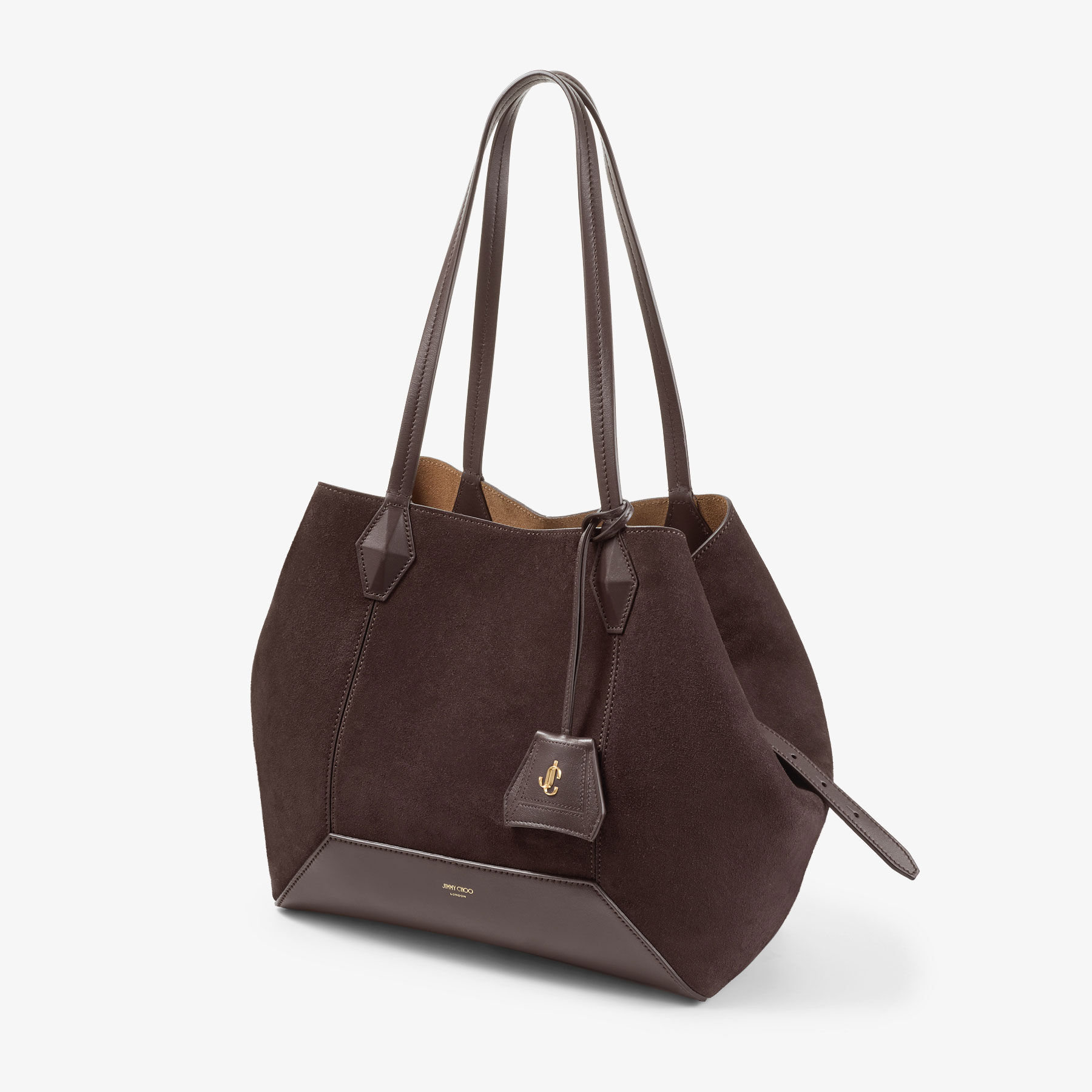 Diamond Tote/M | Coffee Suede Tote Bag | JIMMY CHOO
