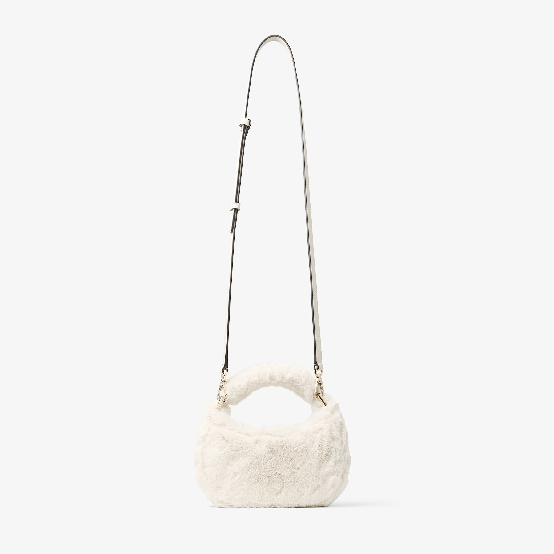 Edie Hobo Mini | Latte Faux Fur Mini Bag | JIMMY CHOO