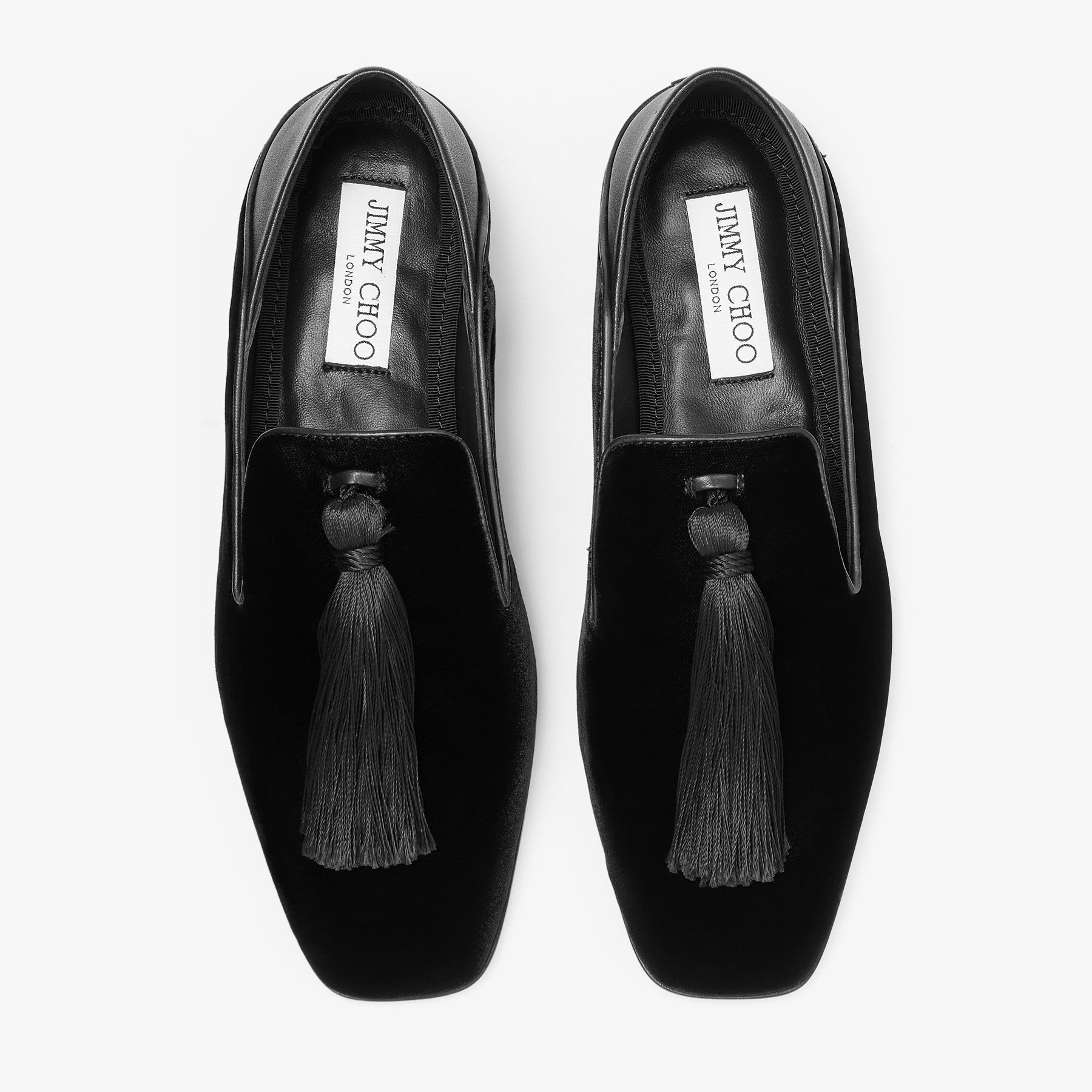 Eliot Slipper F | Black Velvet Slippers with Tassel | JIMMY CHOO