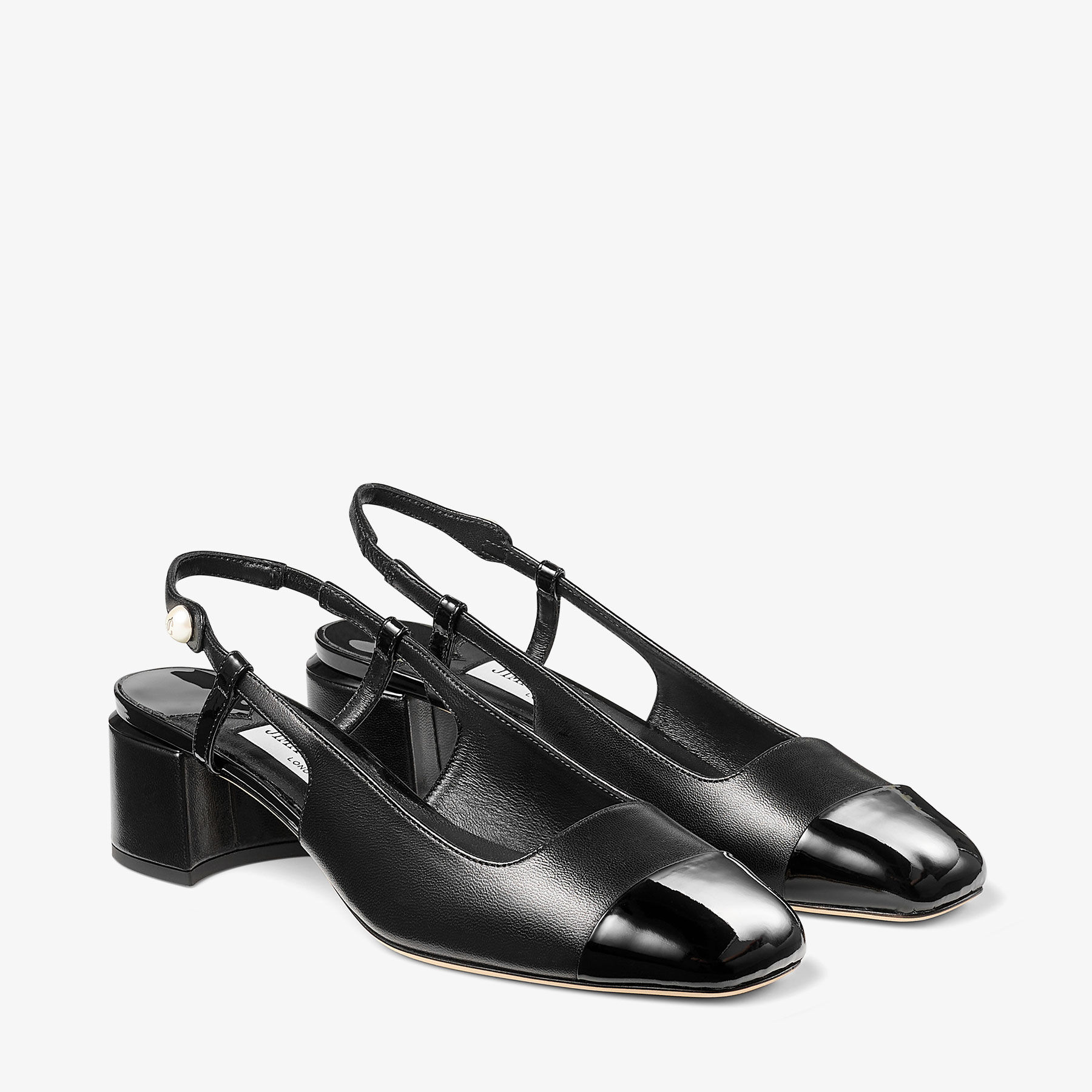 Elisa Sling Back 45 | Black Patent and Nappa Leather Pumps | JIMMY CHOO
