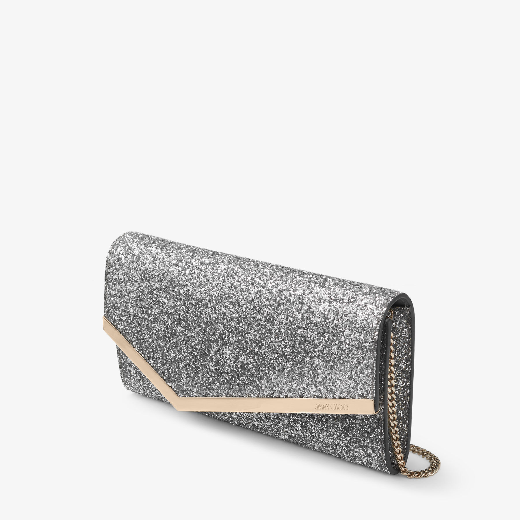 Emmie|Rose/Light Gold Glitter Fabric Mini Bag| JIMMY CHOO
