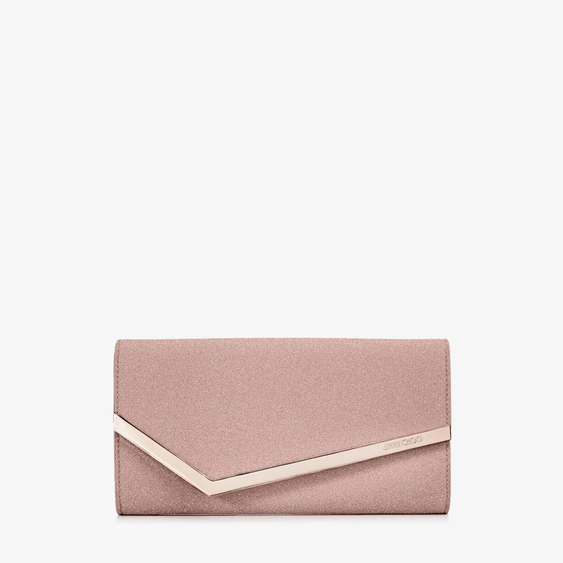 Emmie | Rose Fine Glitter Fabric Clutch Bag | JIMMY CHOO UK