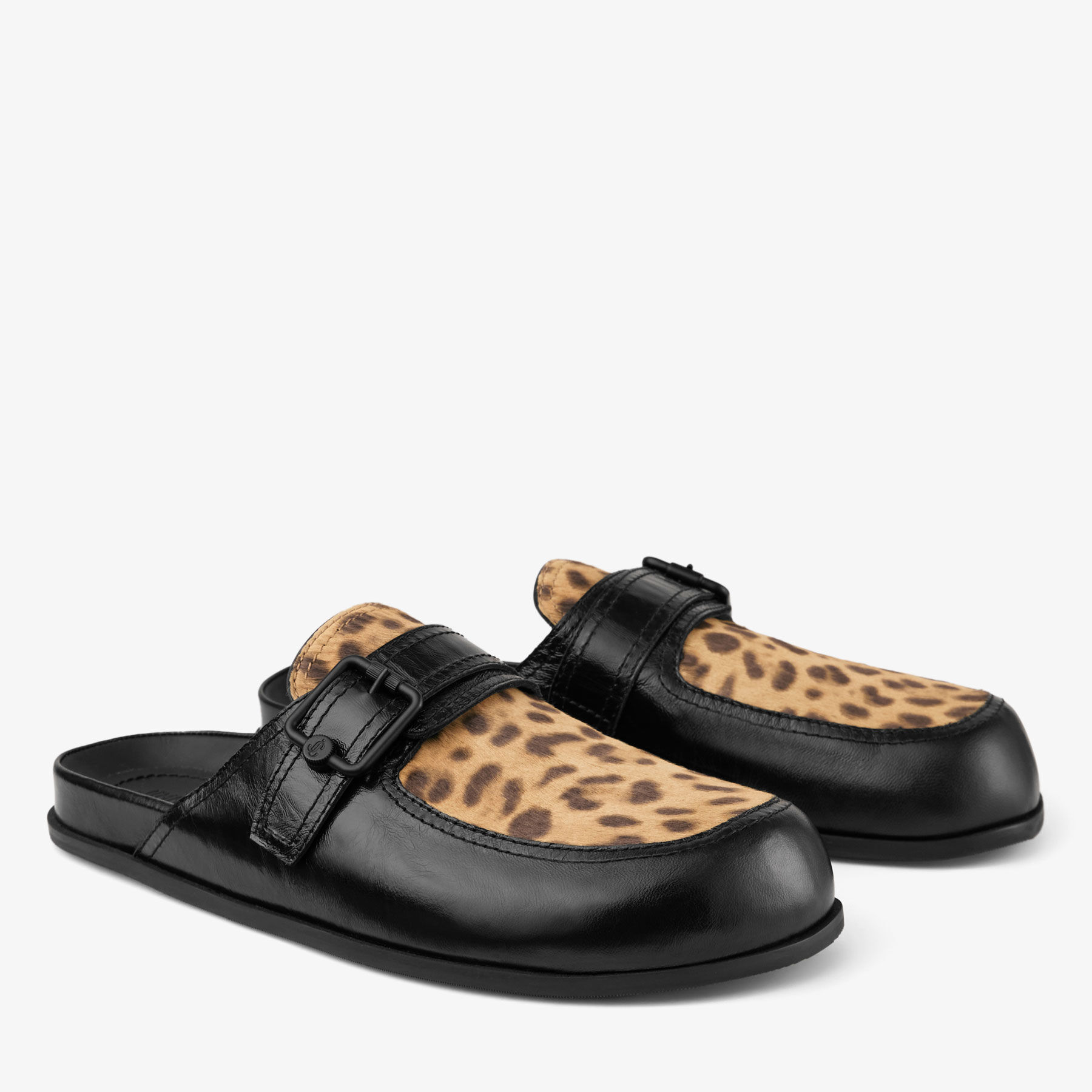 Etta Mule | Natural Leopard Print Pony Mules | JIMMY CHOO