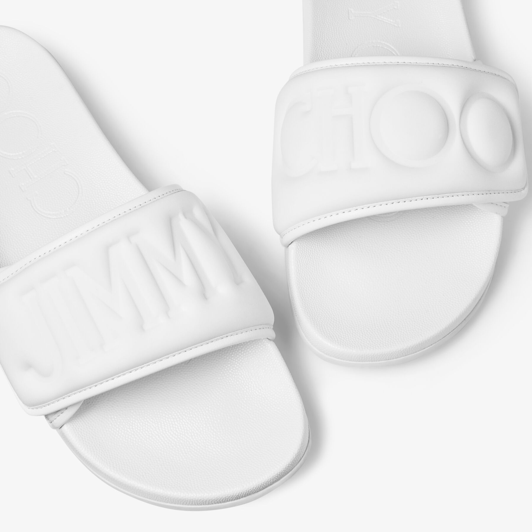 Fitz/M | White Puffed Logo Lycra Slides | JIMMY CHOO