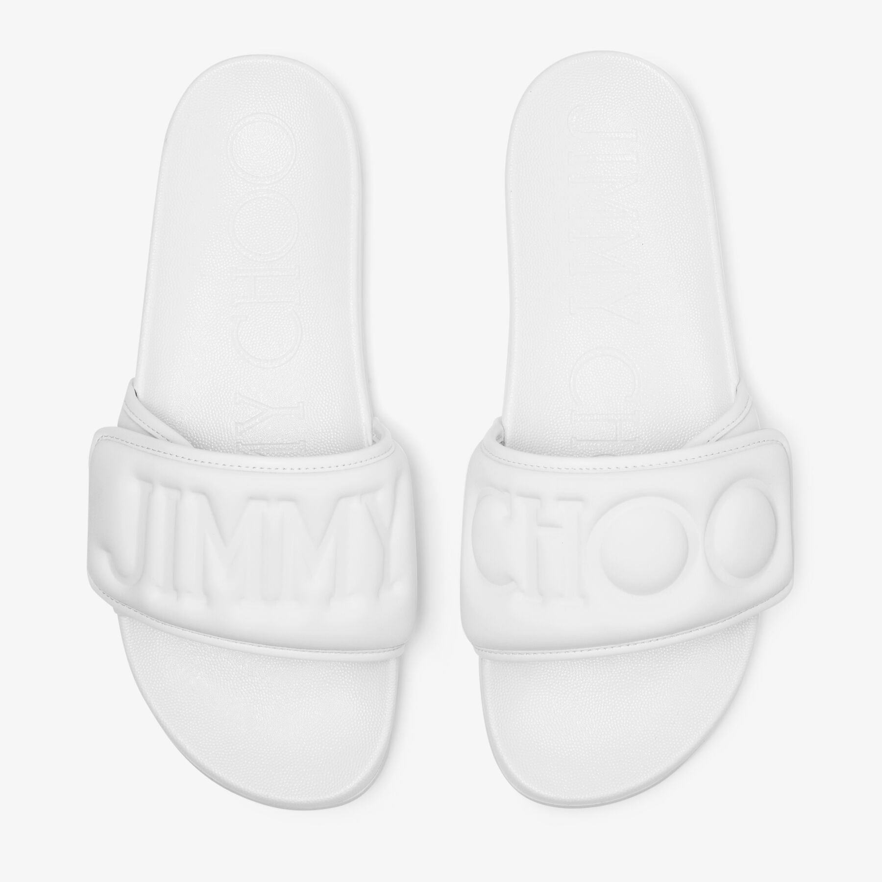 Fitz/M | White Puffed Logo Lycra Slides | JIMMY CHOO