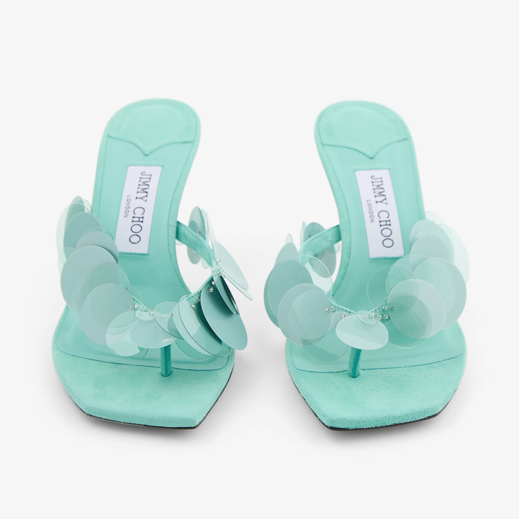 Freja 70 | Aqua Green Suede Paillette Sandals | JIMMY CHOO