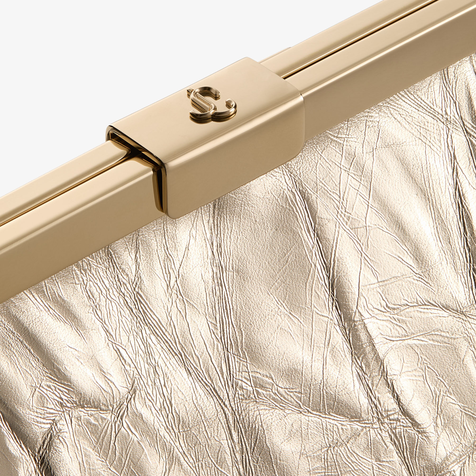 Ganache | Light Platinum Vintage Metallic Leather Clutch Bag | JIMMY CHOO