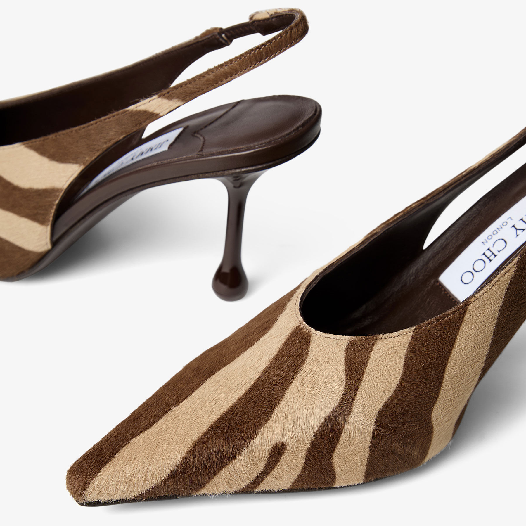 Isa 80 | Chocolate Zebra Printed Pony Pumps | JIMMY CHOO