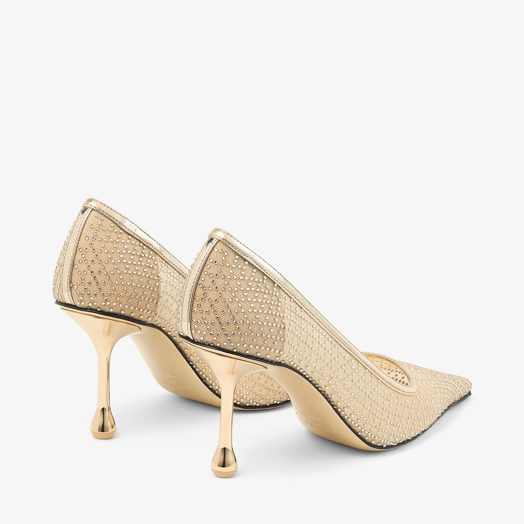 Ixia 80 | Gold Illusion Crystal Mesh and Liquid Metal Leather Pumps ...