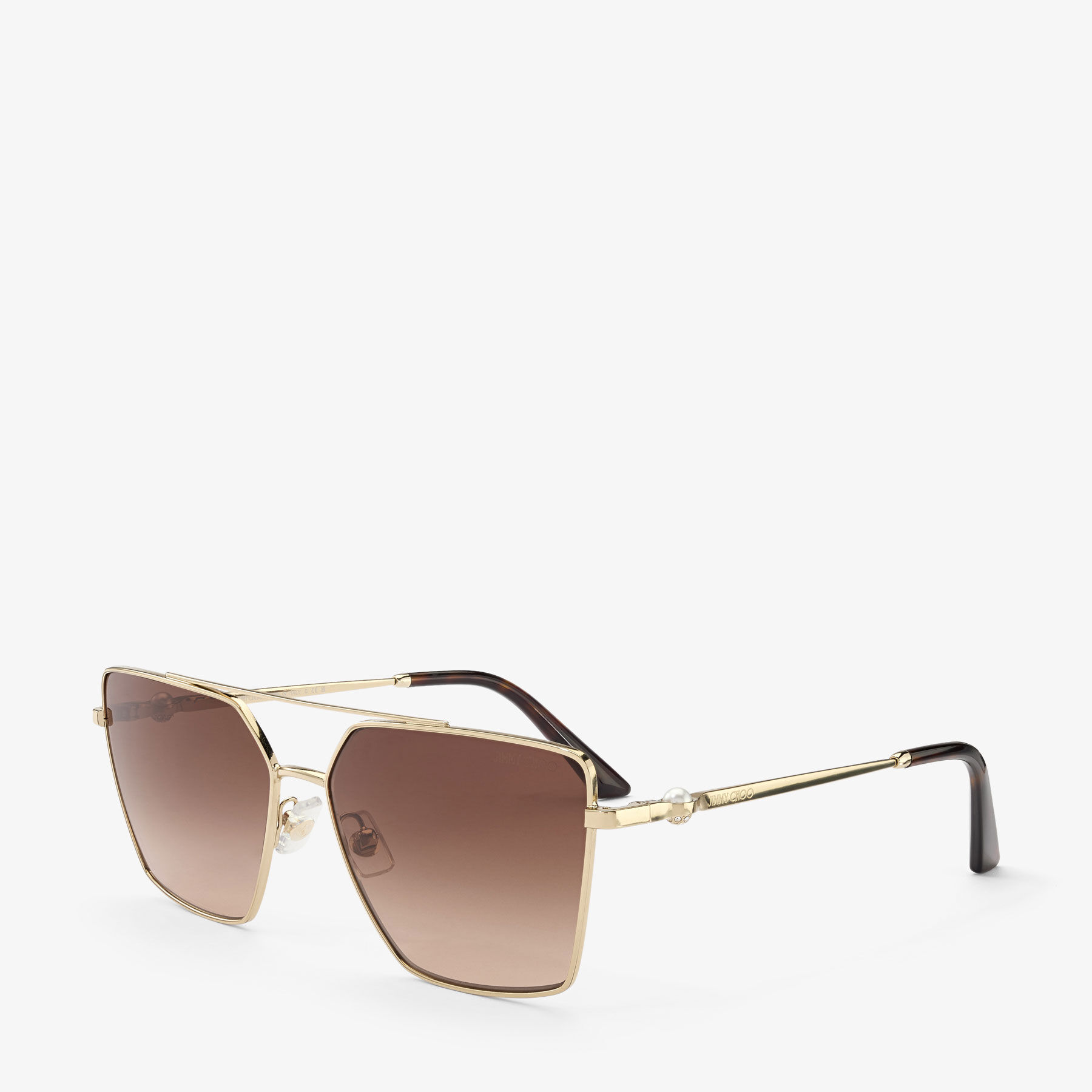 Joss | Pale Gold Square Sunglasses | JIMMY CHOO