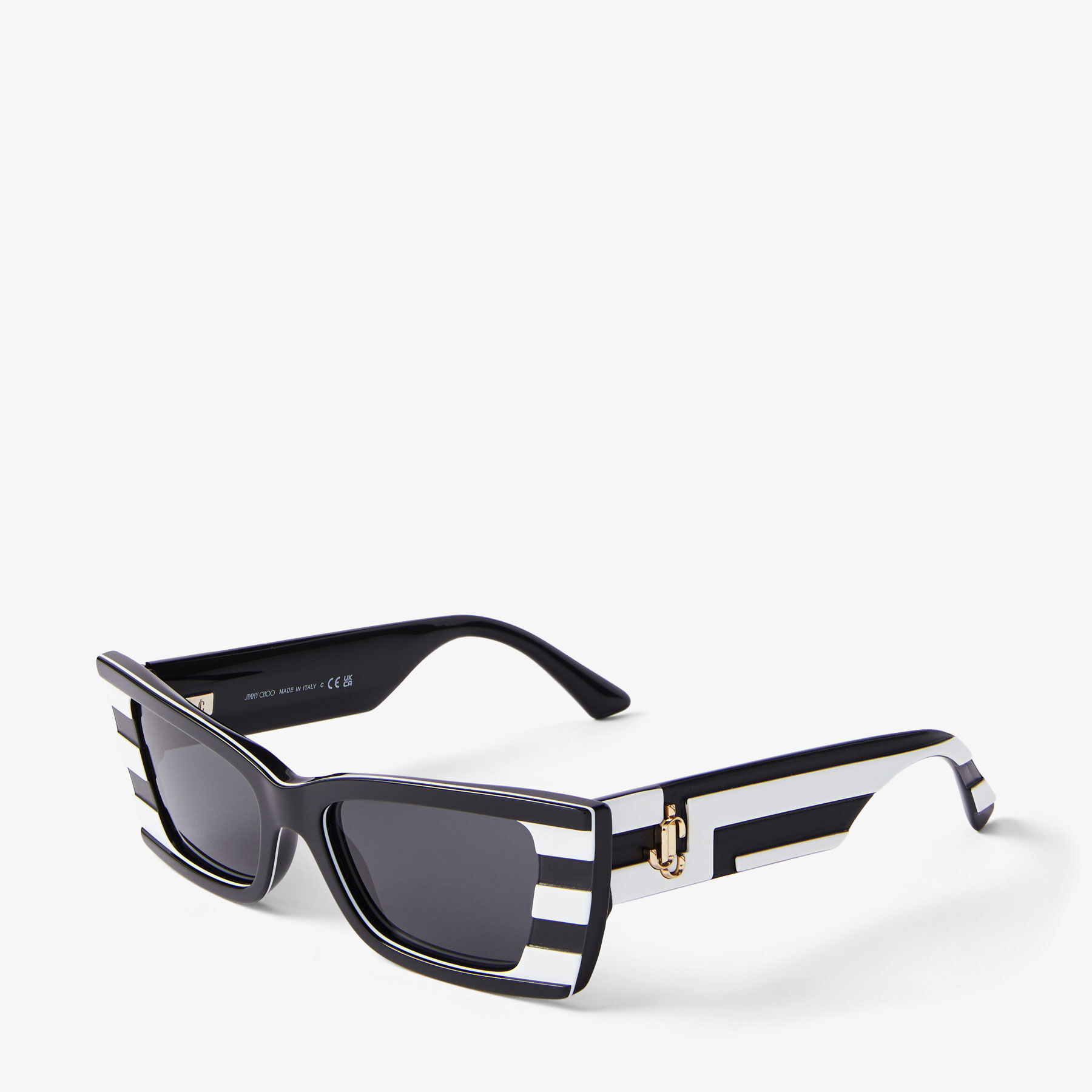 Kalila | Black and White Rectangular Sunglasses | JIMMY CHOO