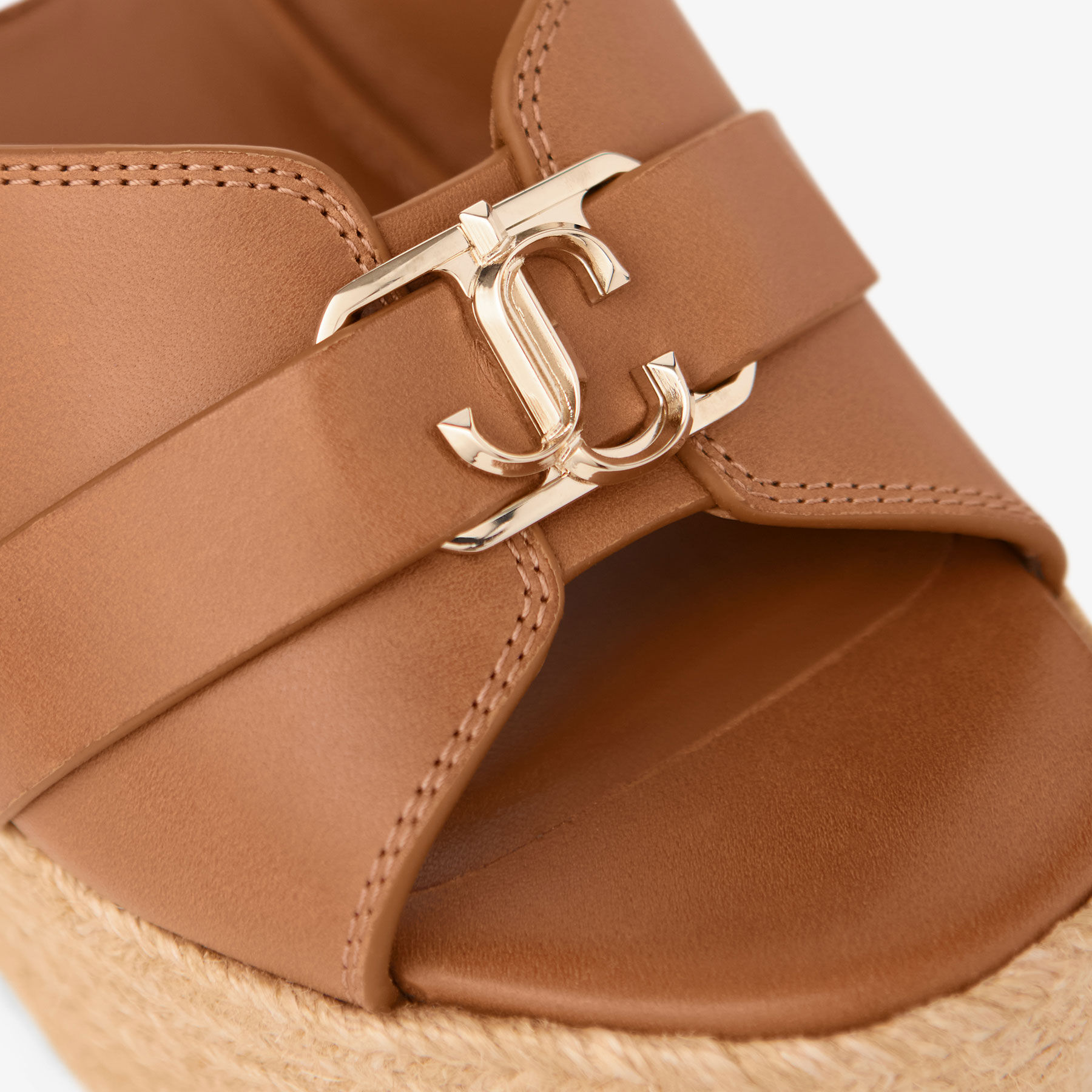 Leda Wedge 100 |Tan Nappa Leather Mule Wedge | JIMMY CHOO