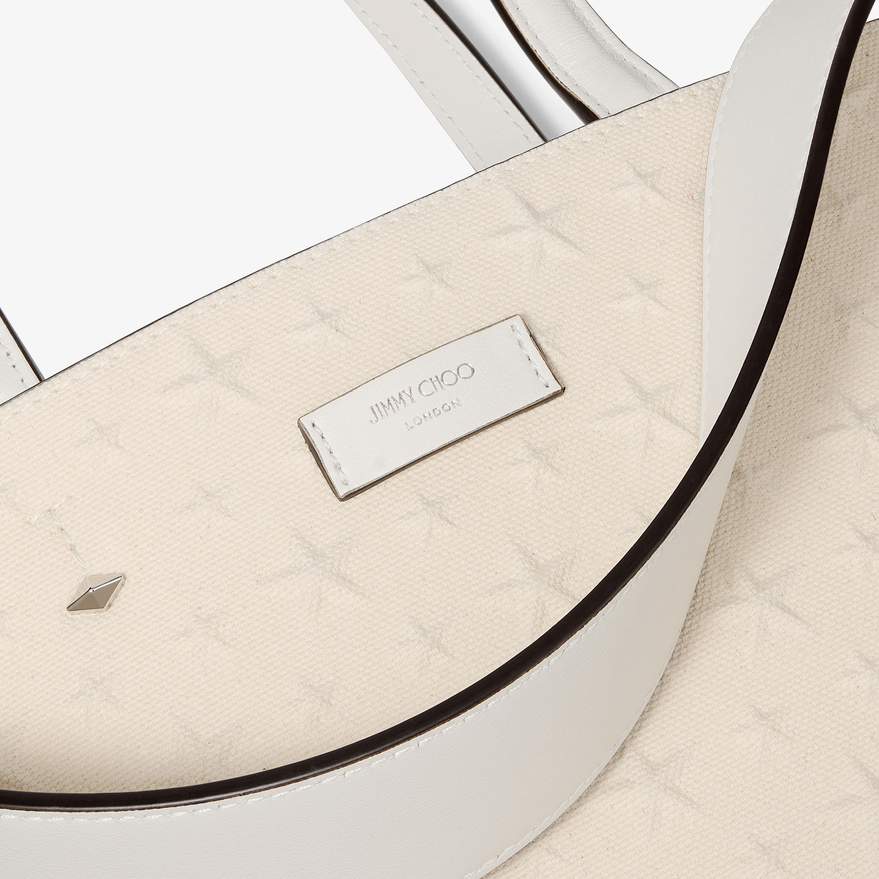 Lenny |Natural/Silver Embossed Canvas Tote Bag| JIMMY CHOO