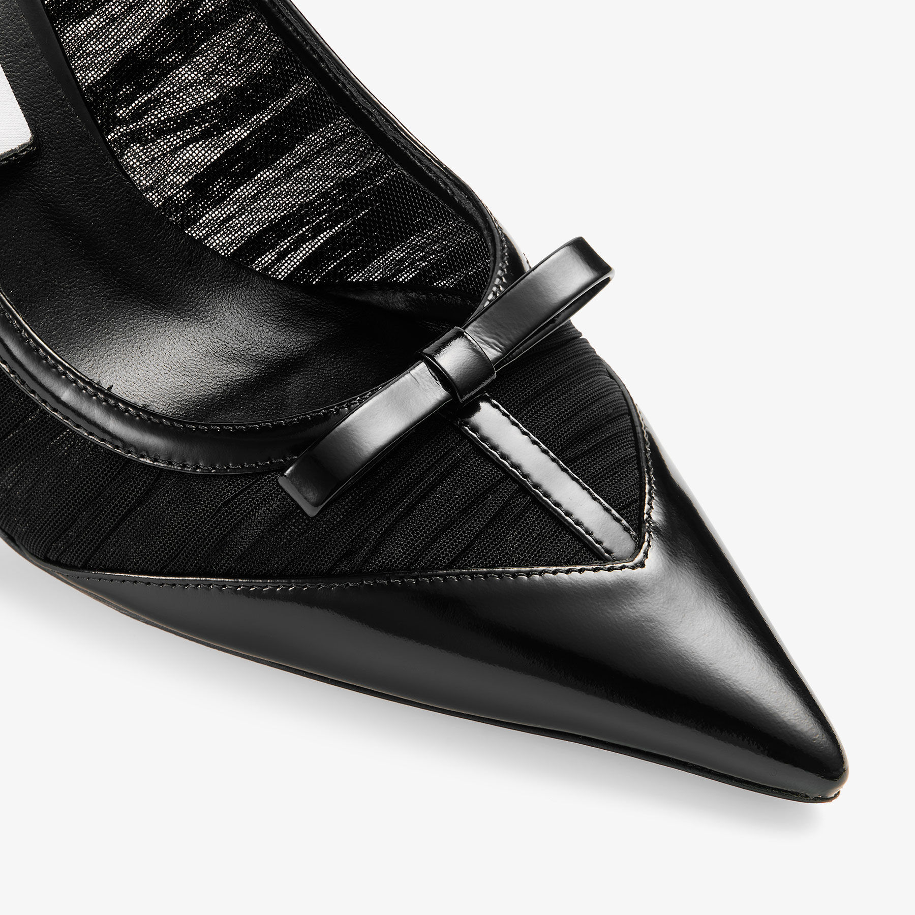 Love Mesh 85 | Black Spazzolato and Ruched Mesh Pumps | JIMMY CHOO