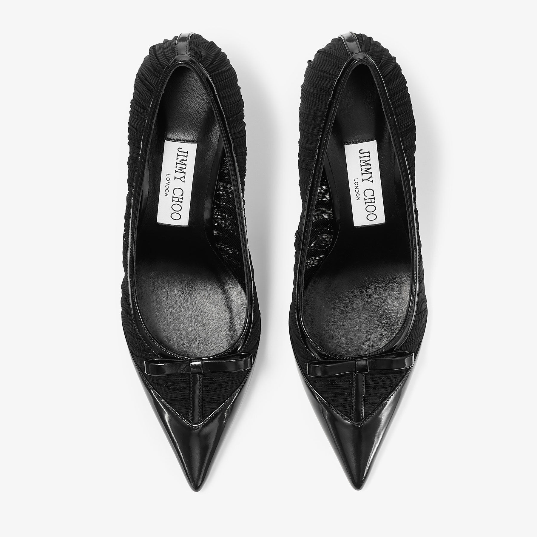 Love Mesh 85 | Black Spazzolato and Ruched Mesh Pumps | JIMMY CHOO