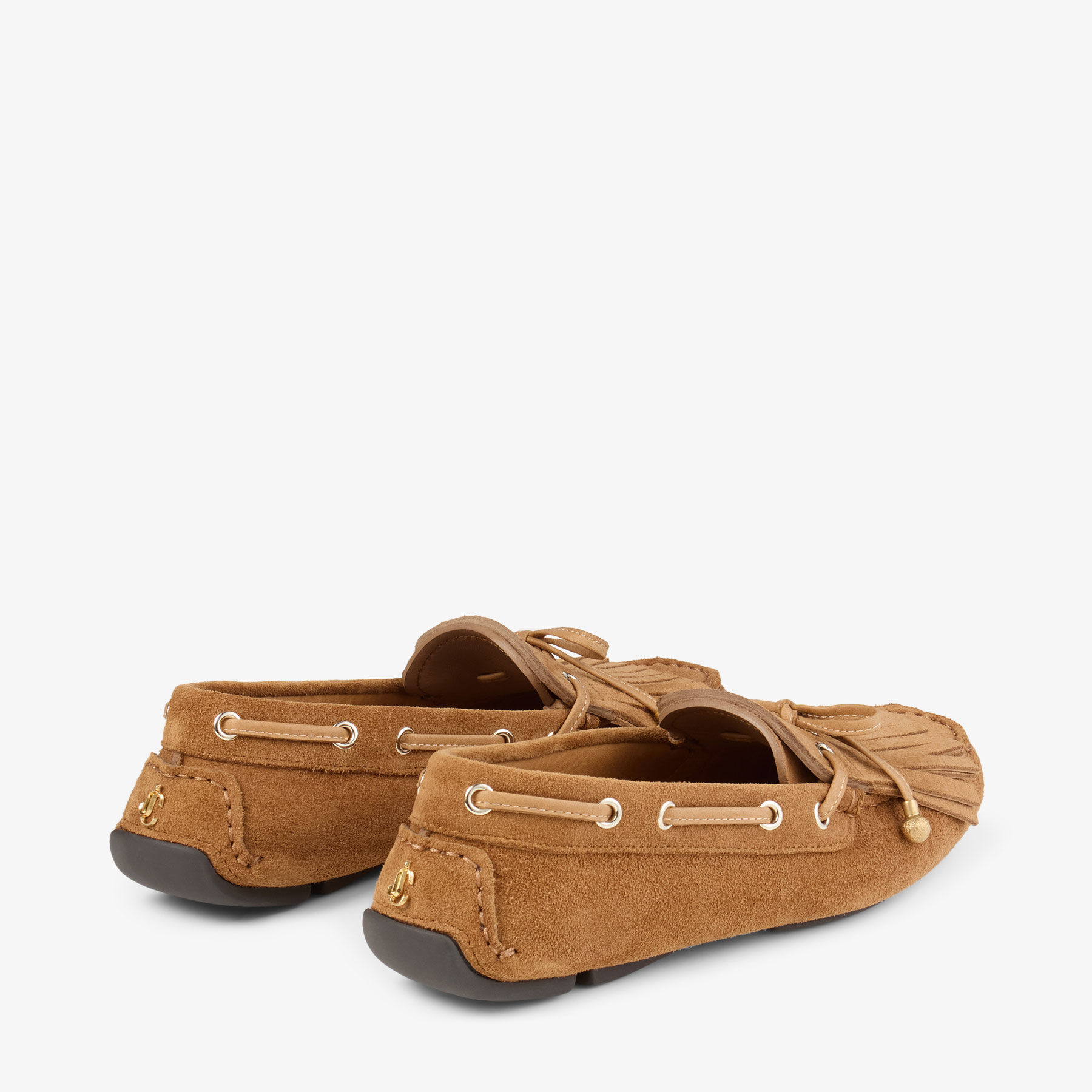 Manon F |Toffee Loafer Reverse Suede with Metal Orbs | JIMMY CHOO