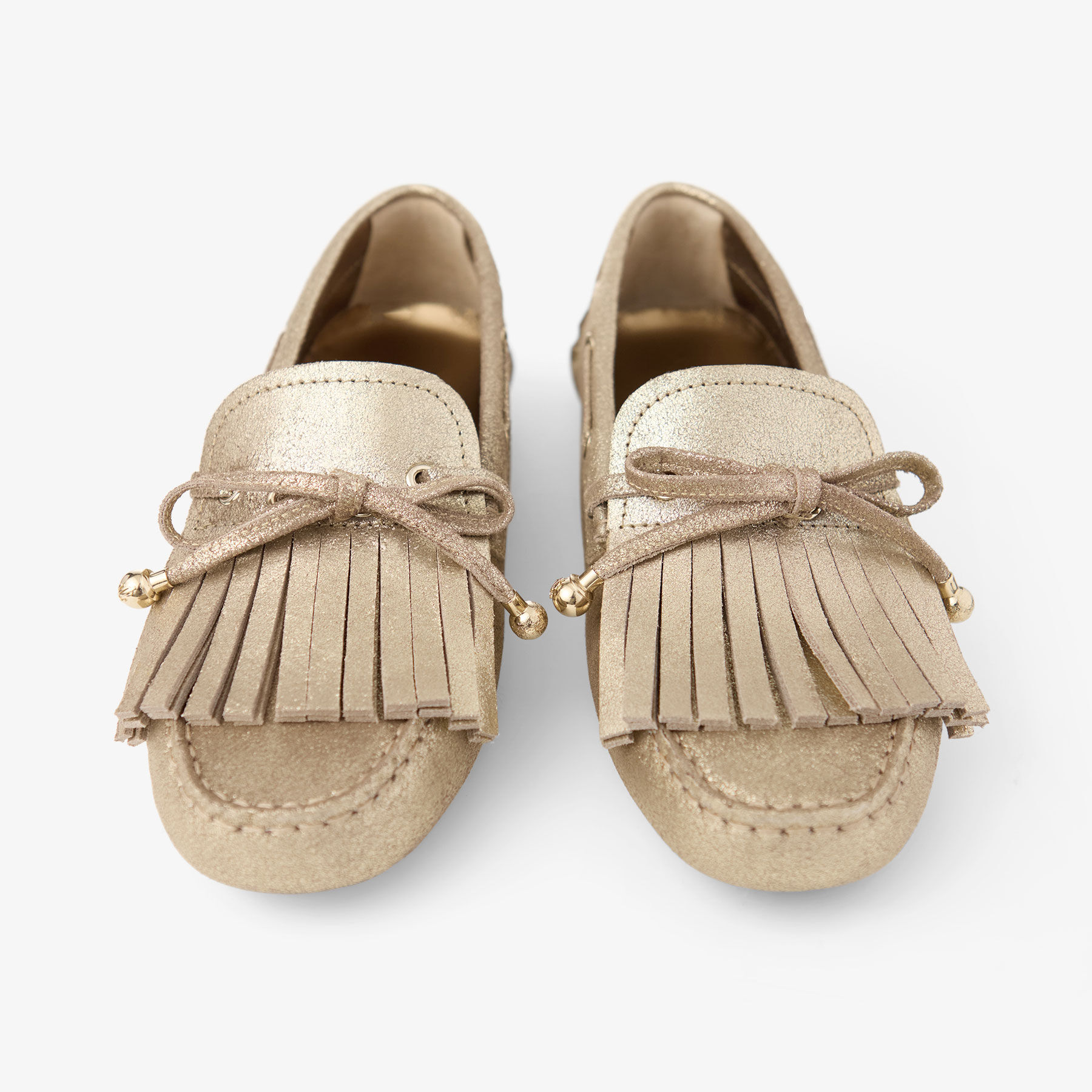 Manon F |Gold Shimmer Crosta Suede Loafer with Metal Orb | JIMMY CHOO