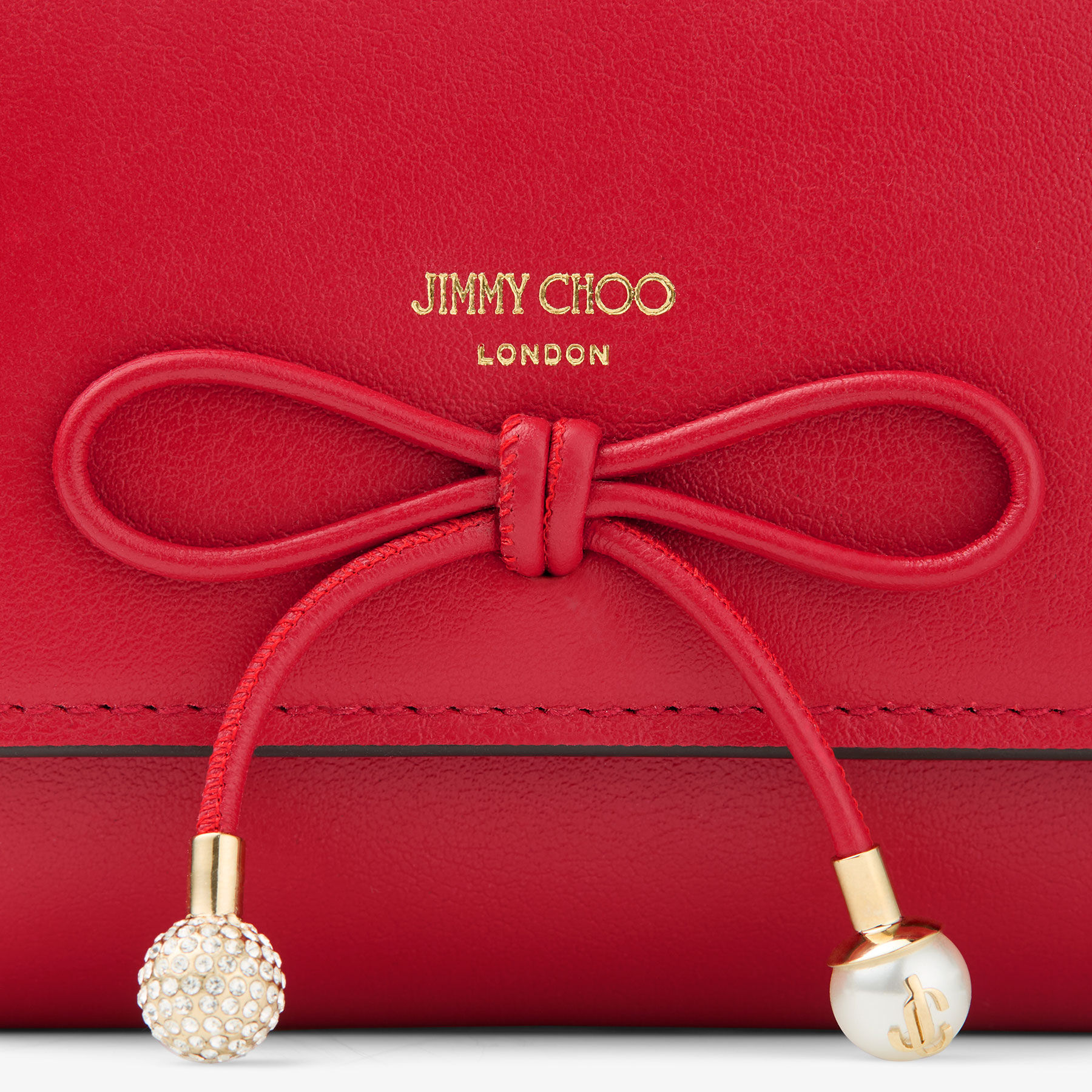Marinda | Ruby Red Smooth Calf Leather Compact Wallet | JIMMY CHOO