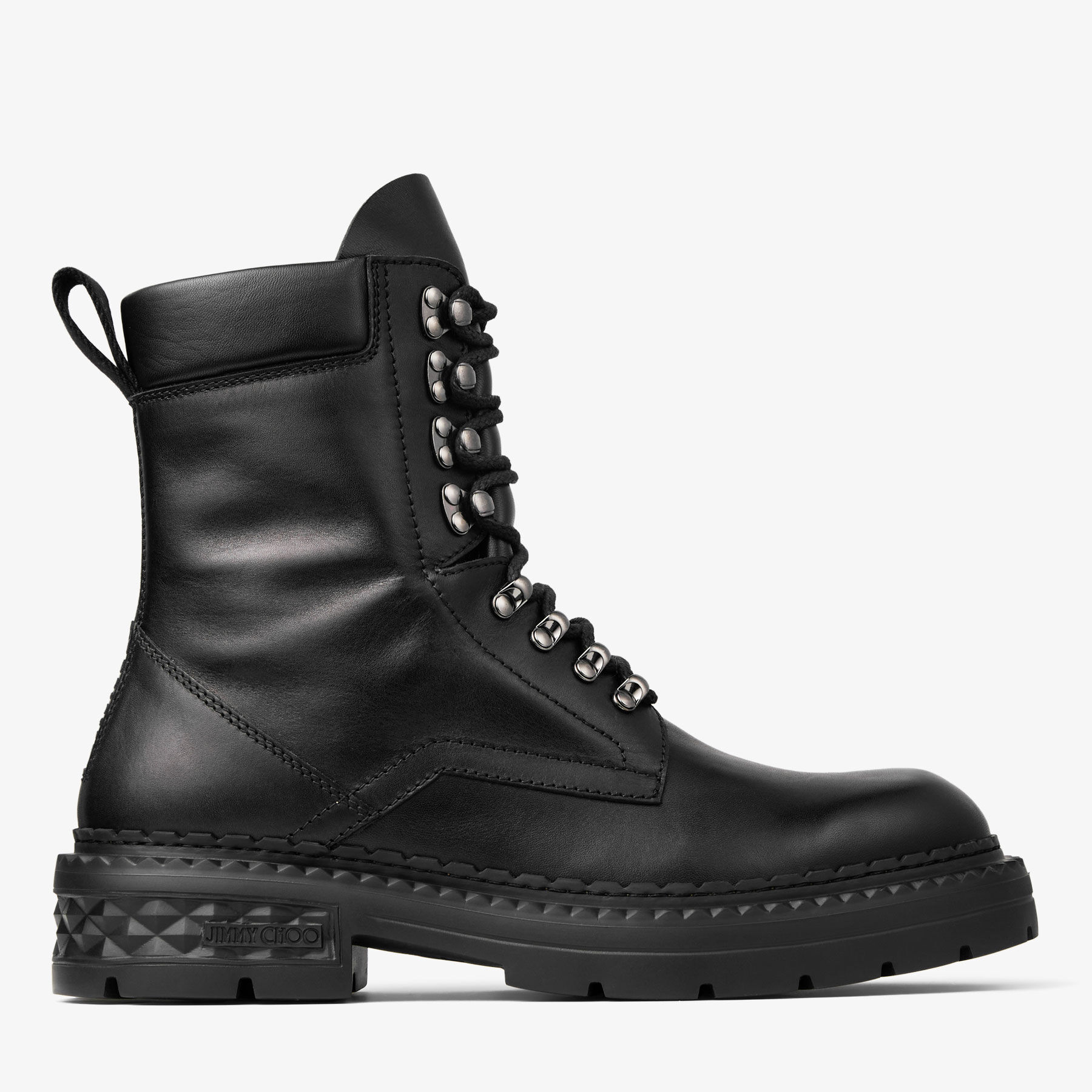 Marlow Combat Boot | Black Calf Leather Boot | JIMMY CHOO