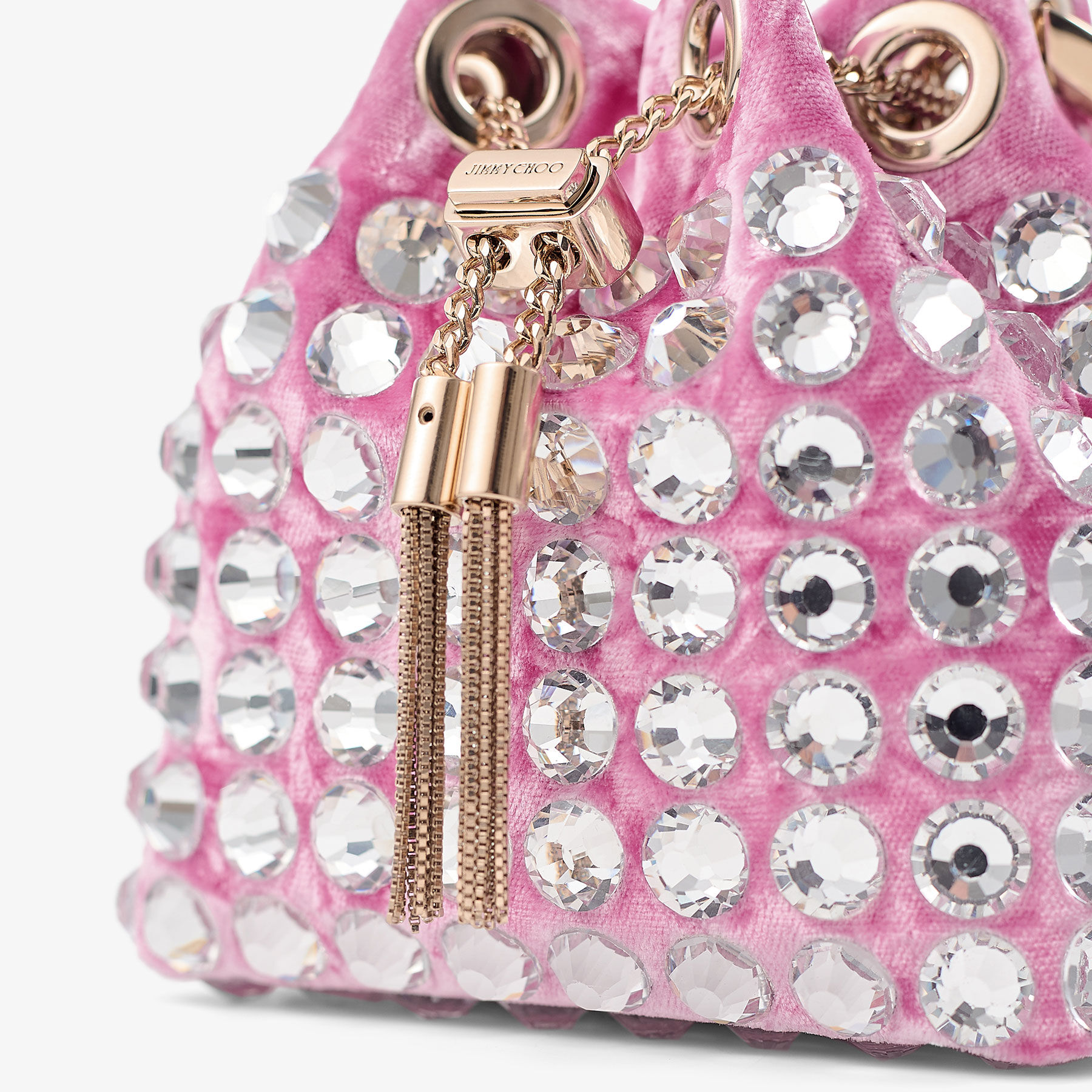 Micro Bon Bon | Magenta Crushed Velvet Mini Bag | JIMMY CHOO