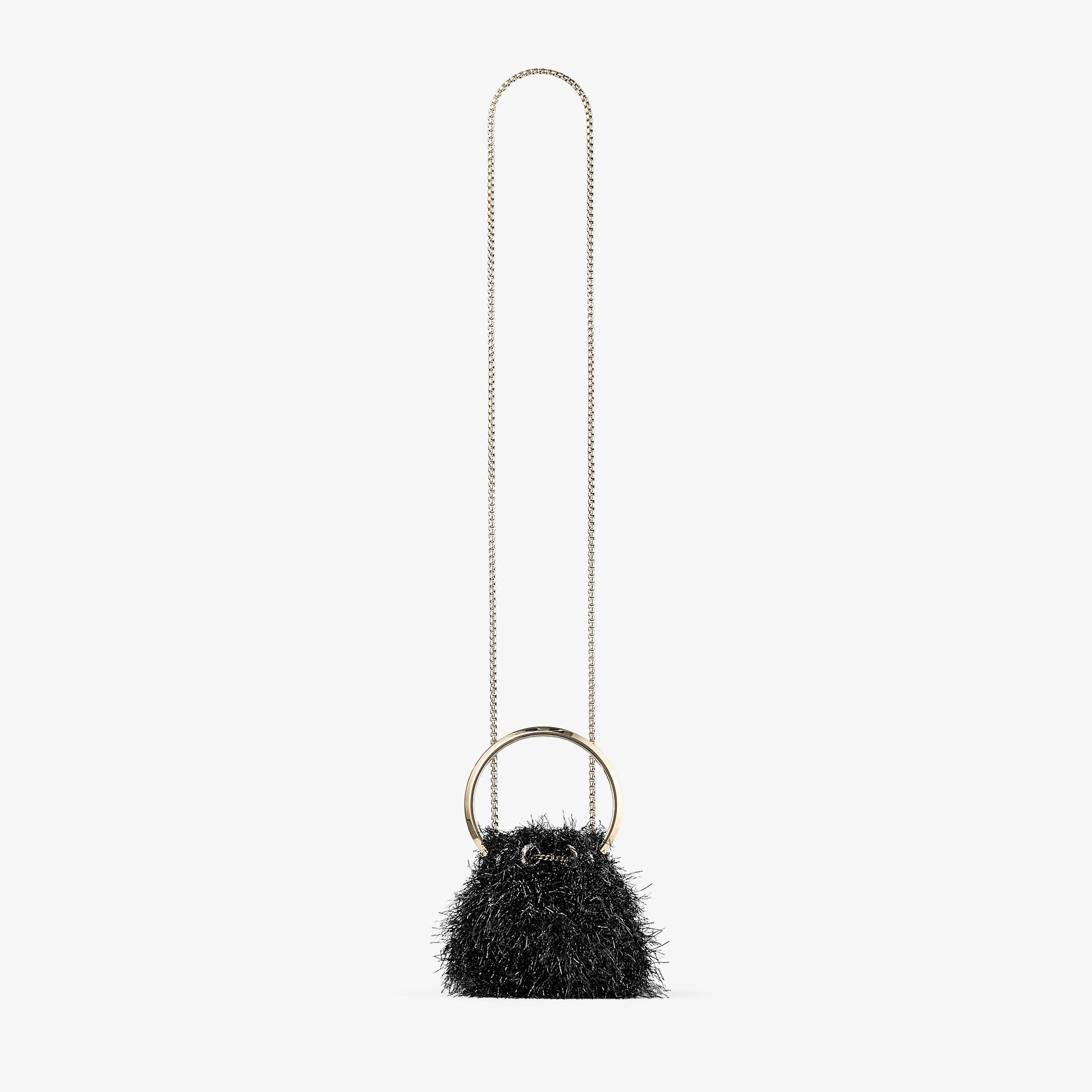 Micro Bon Bon | Black Tinsel Mini Bag | JIMMY CHOO