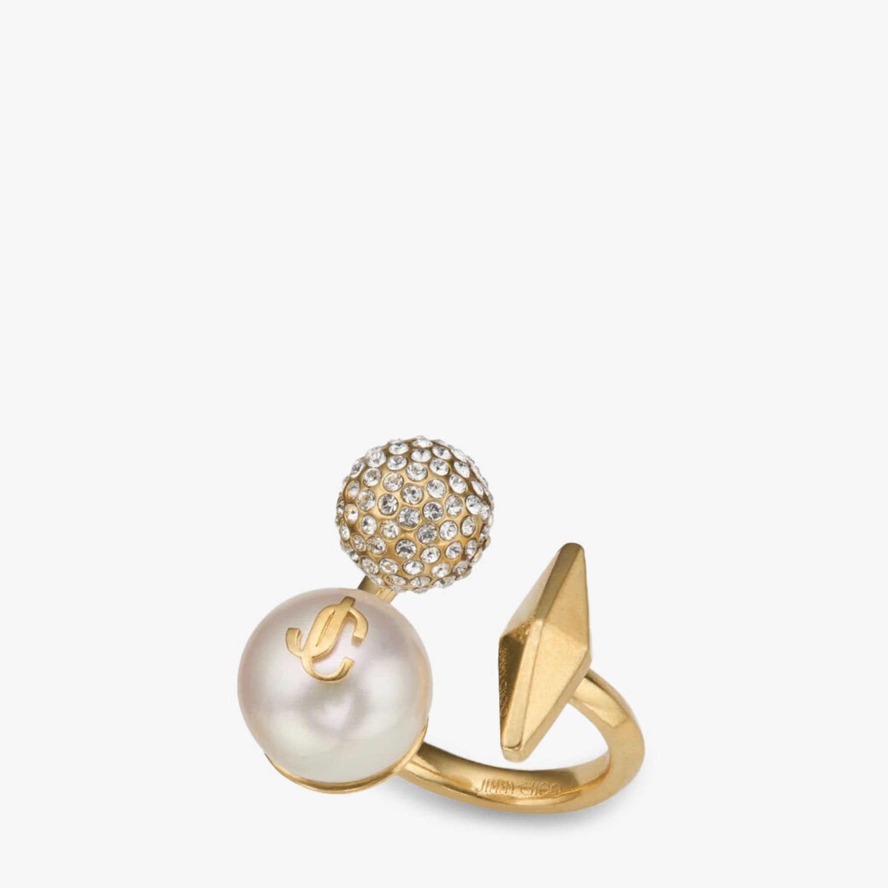 Multi Charm Ring | Gold/White/Crystal Pearl Gold Finish Rings | JIMMY CHOO
