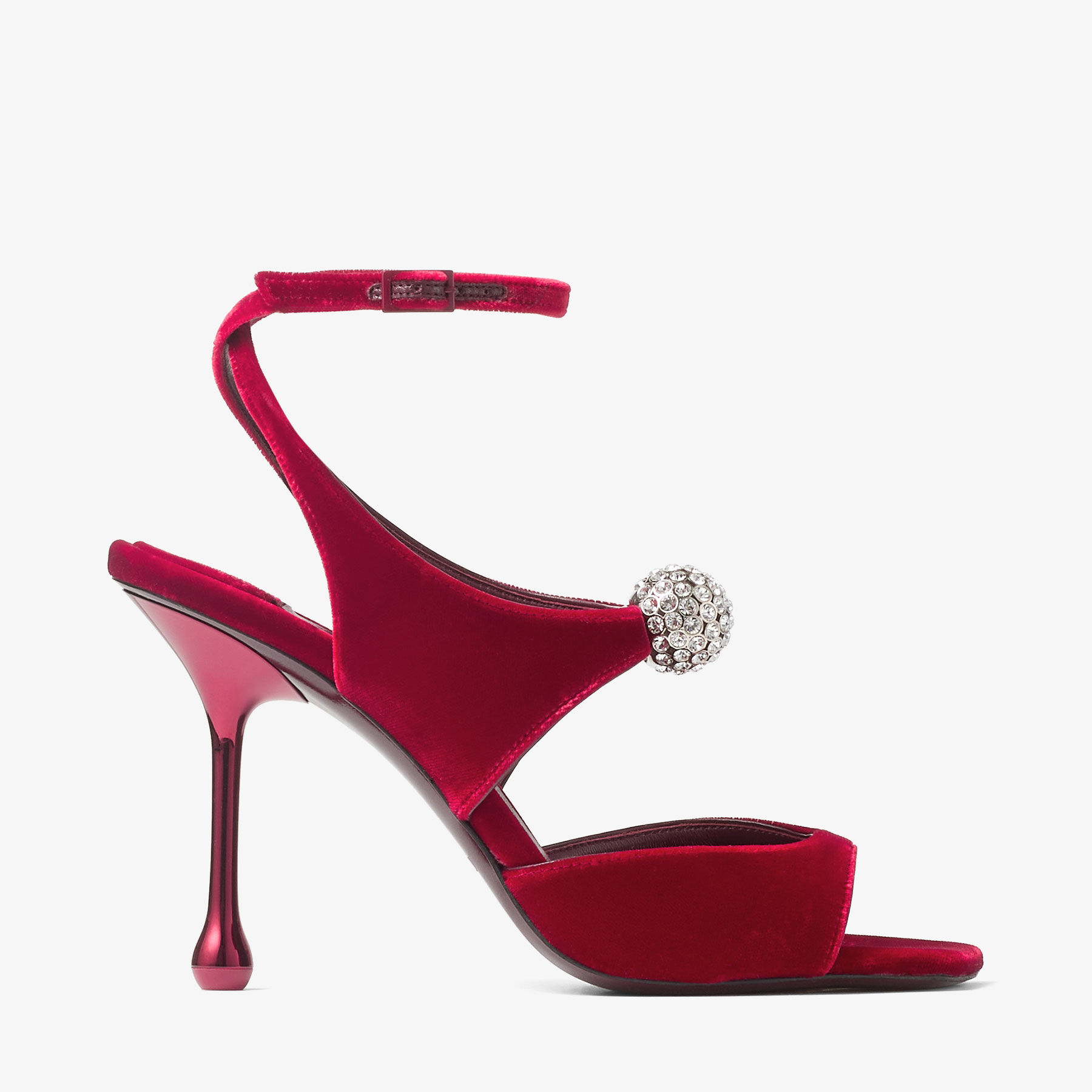 Orb 95 | Ruby Red Velvet Sandals | JIMMY CHOO