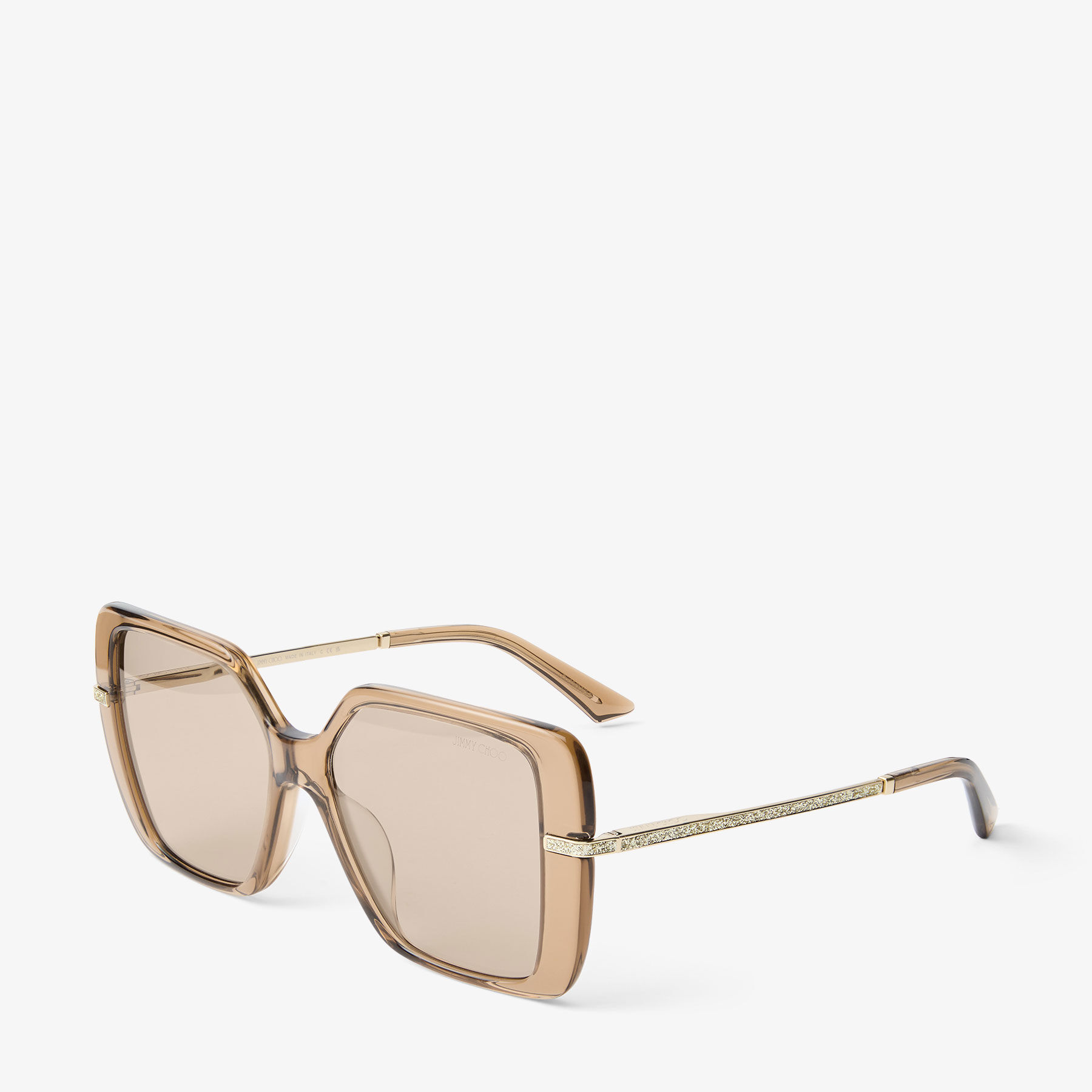 Pati | Transparent Tan Square Sunglasses | JIMMY CHOO