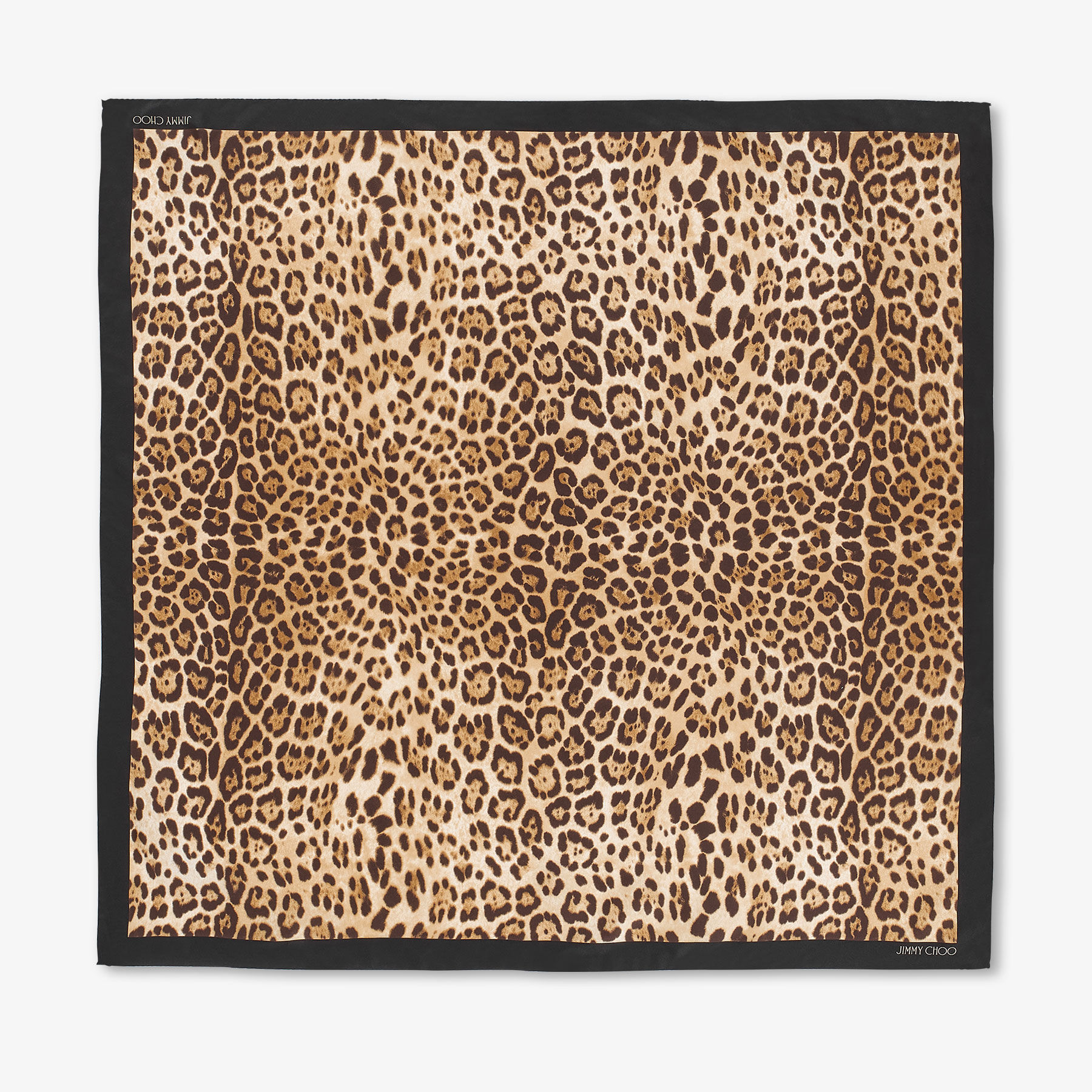 Reta | Natural Leopard Print Silk Foulard | JIMMY CHOO