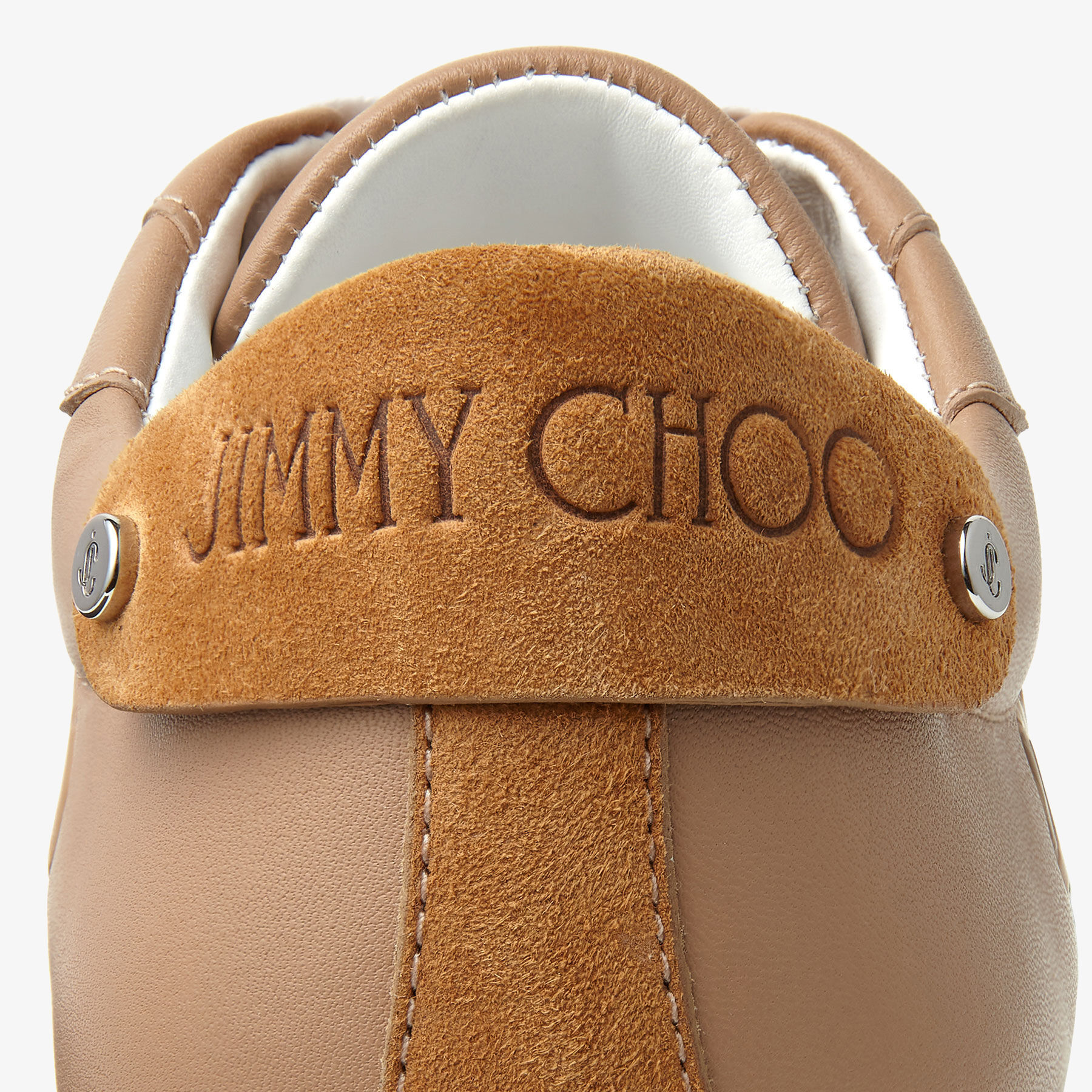 Caramel Leather and JC Monogram Pattern Low Top Trainers | ROME/F ...