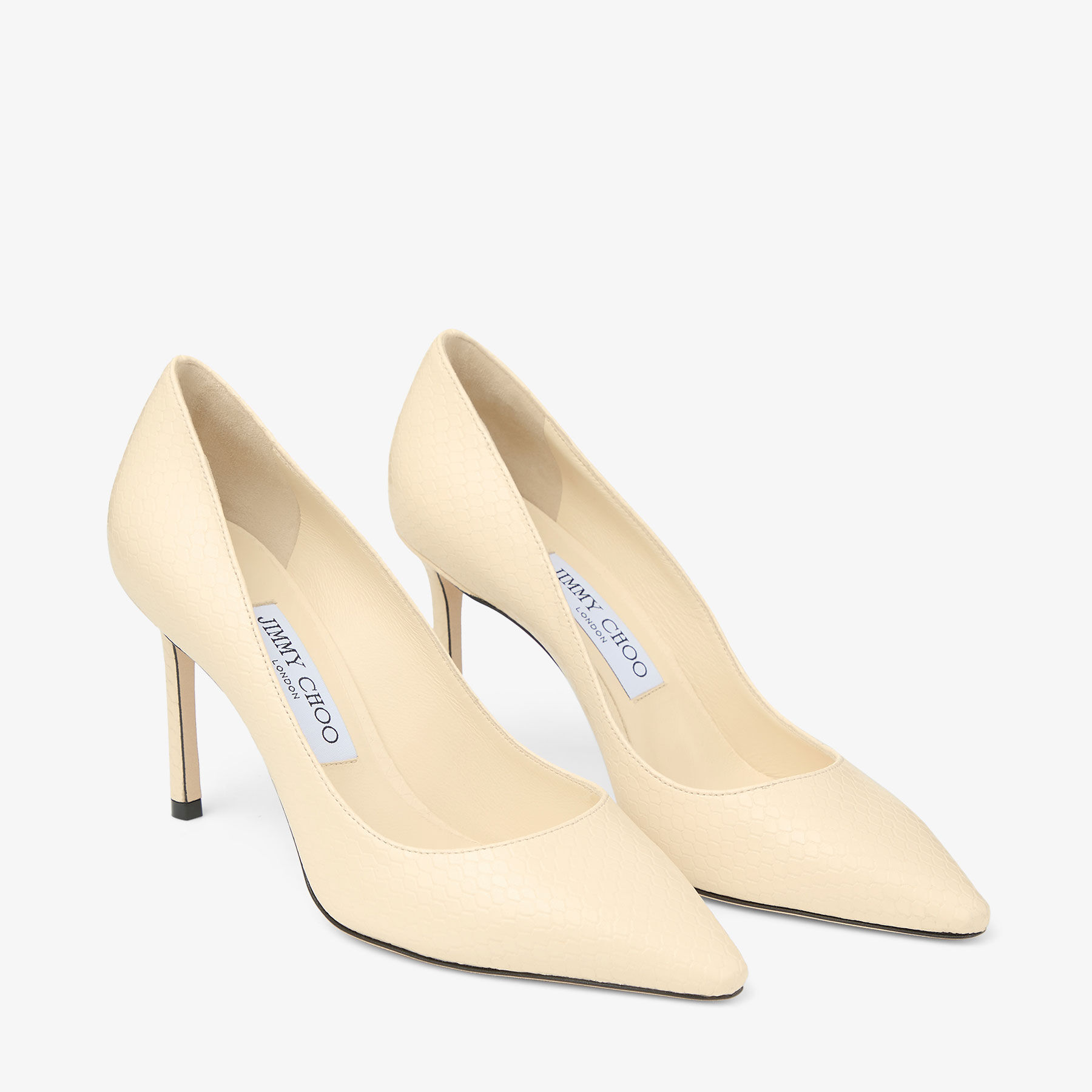 Romy 85 | Yellow Buttermilk Elaphe Print Leather Pumps | JIMMY CHOO