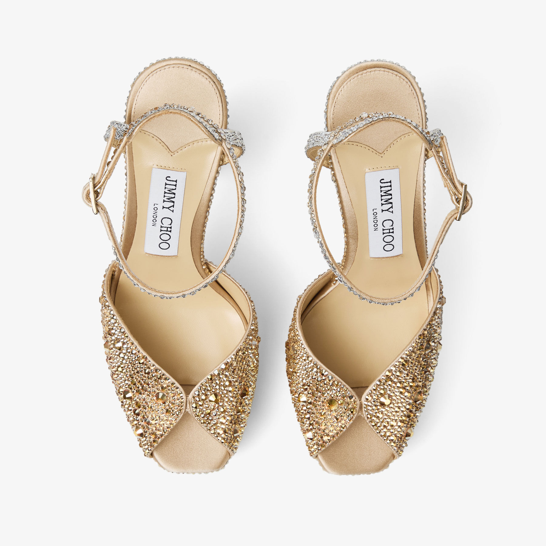 Sacaria Platform 120 | Gold Satin Platform Sandals with Dégradé ...