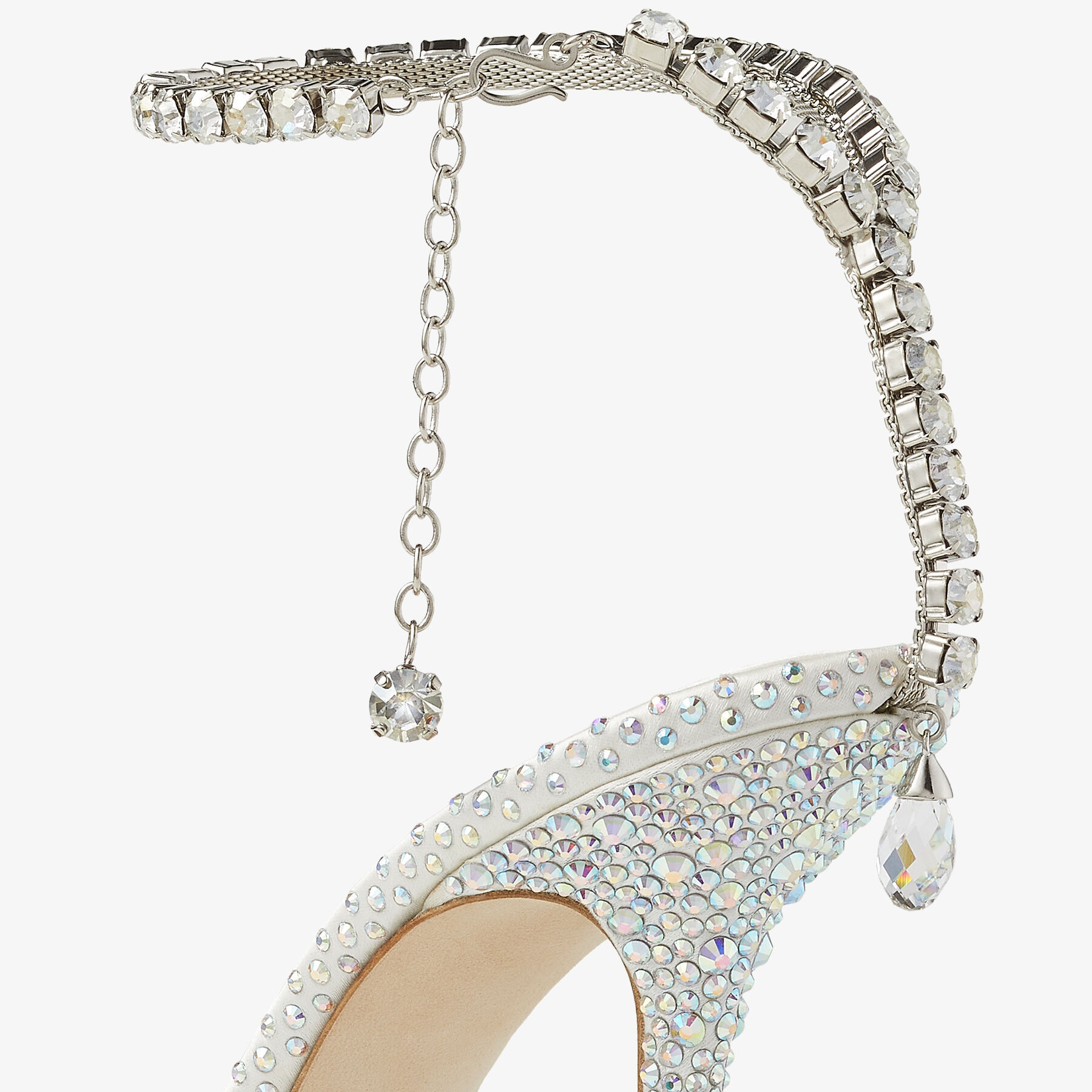 Saeda 100 | Ivory Satin Pumps with Crystal Embellishment | JIMMY CHOO