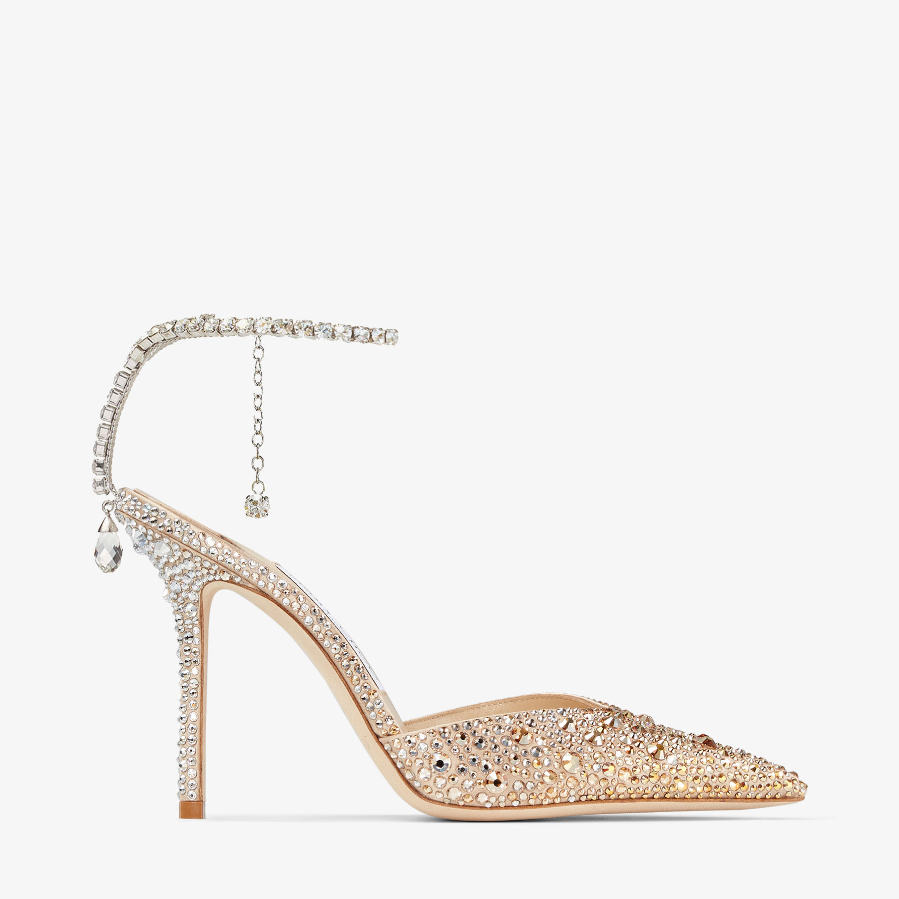 Saeda 100 | Gold Satin Pumps with crystals | JIMMY CHOO