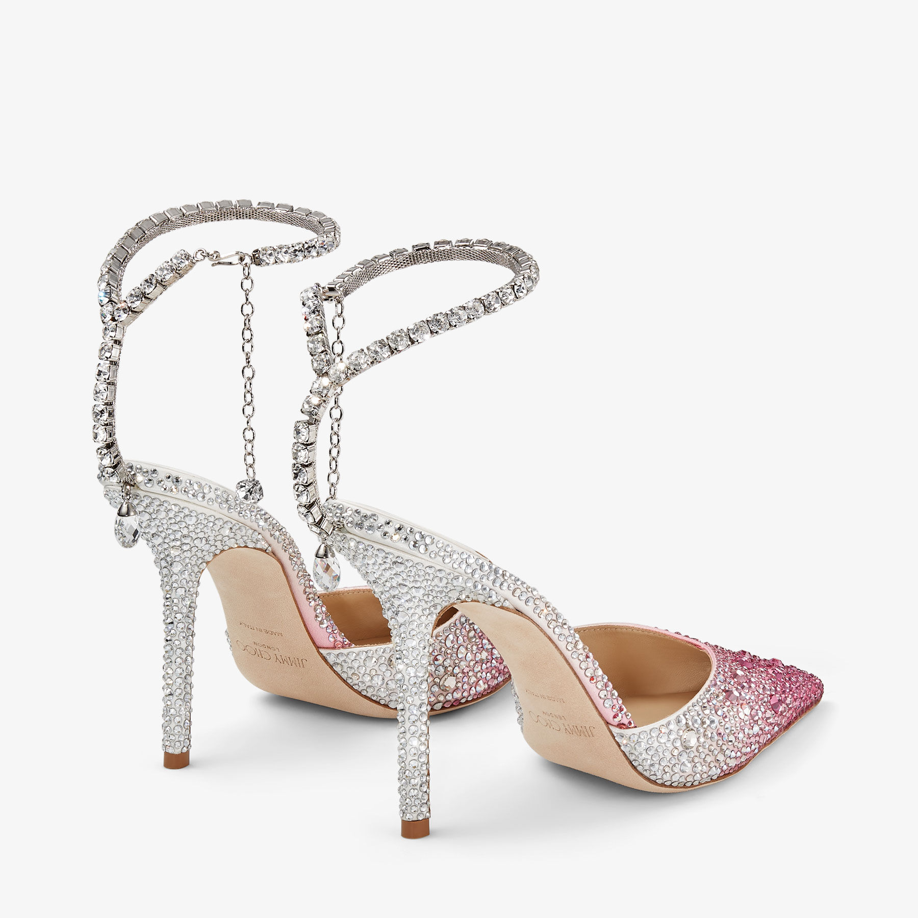 Saeda 100 | Candy Pink Satin Pumps with crystals |JIMMY CHOO