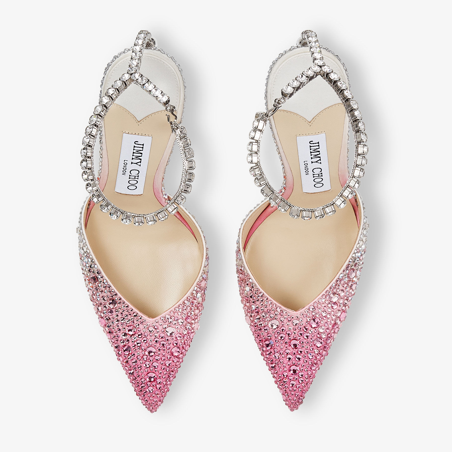 Saeda 100 | Candy Pink Satin Pumps with crystals |JIMMY CHOO