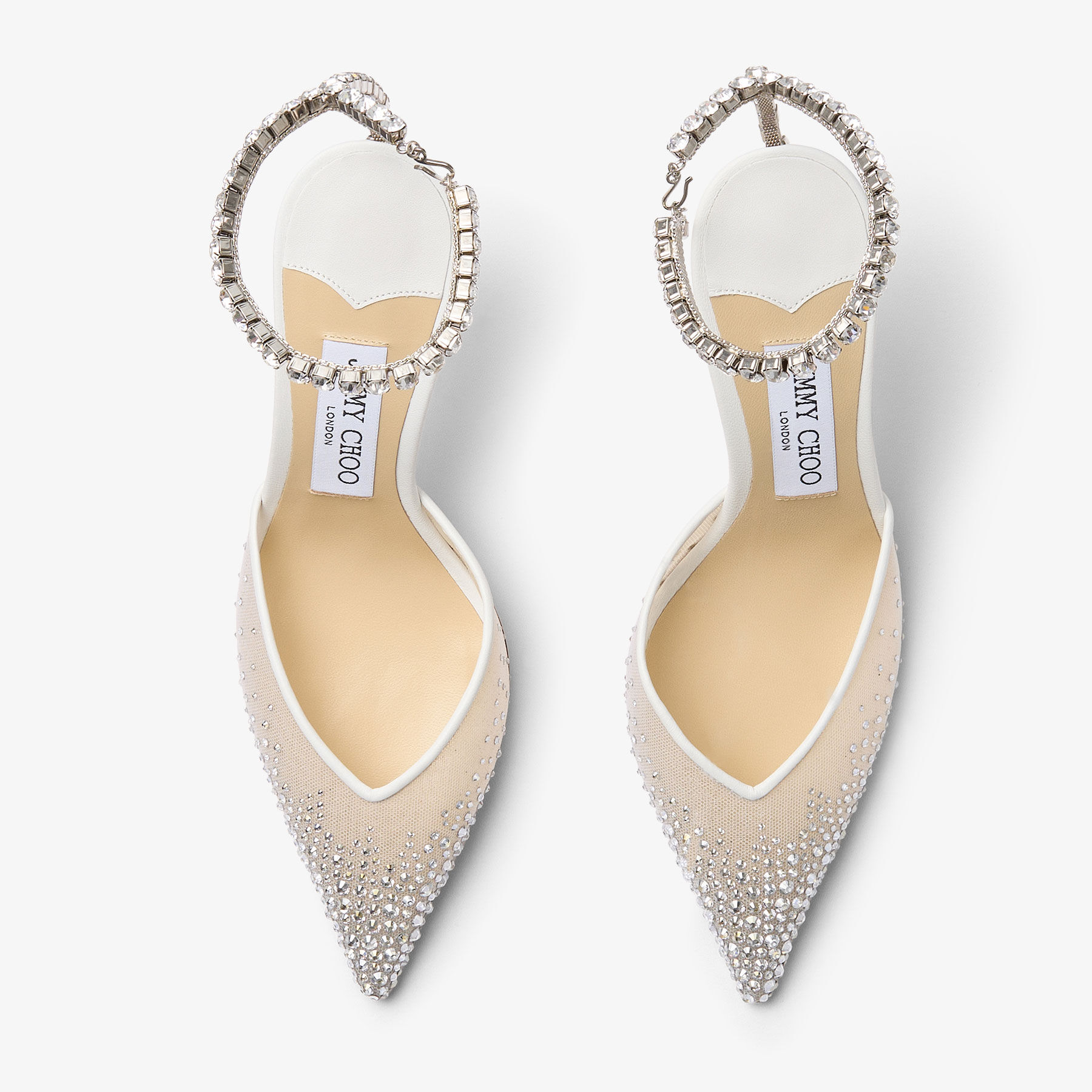 Saeda 85 | White Crystal Mesh Pumps | JIMMY CHOO