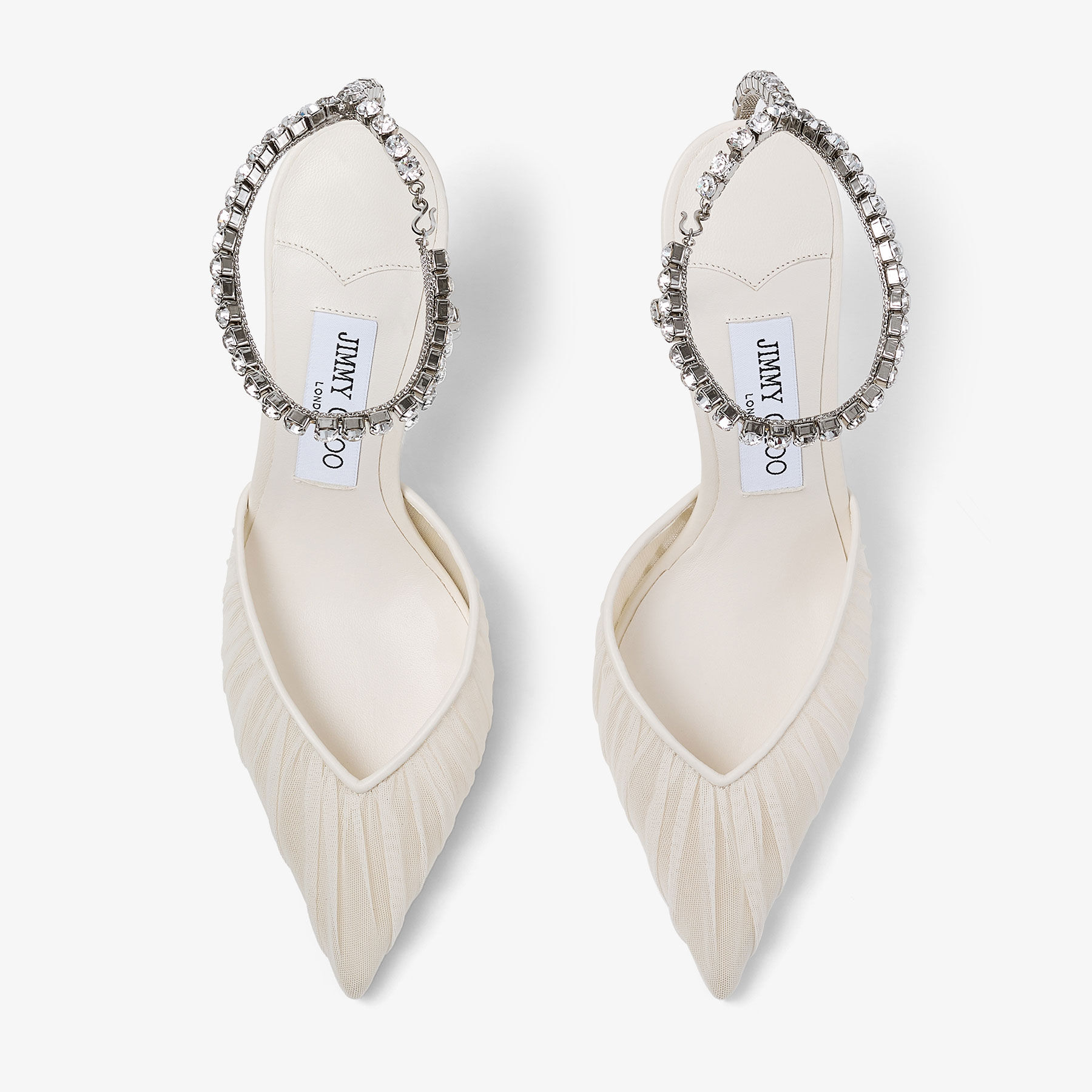Saeda 85 | Ivory Tulle Crystal Pumps | JIMMY CHOO