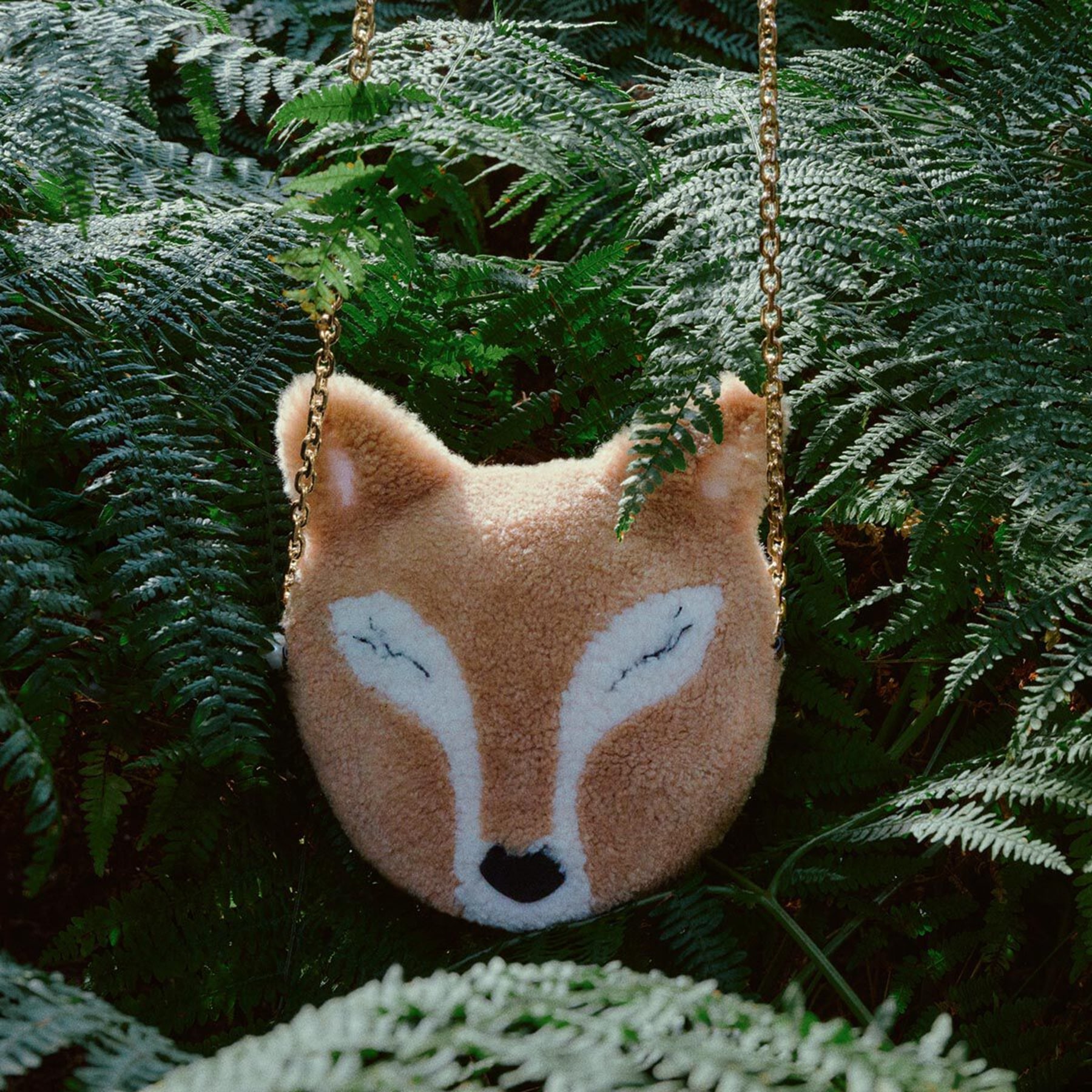 Soft Fox Mini Bag | Toffee Shearling Fox Mini Bag | JIMMY CHOO