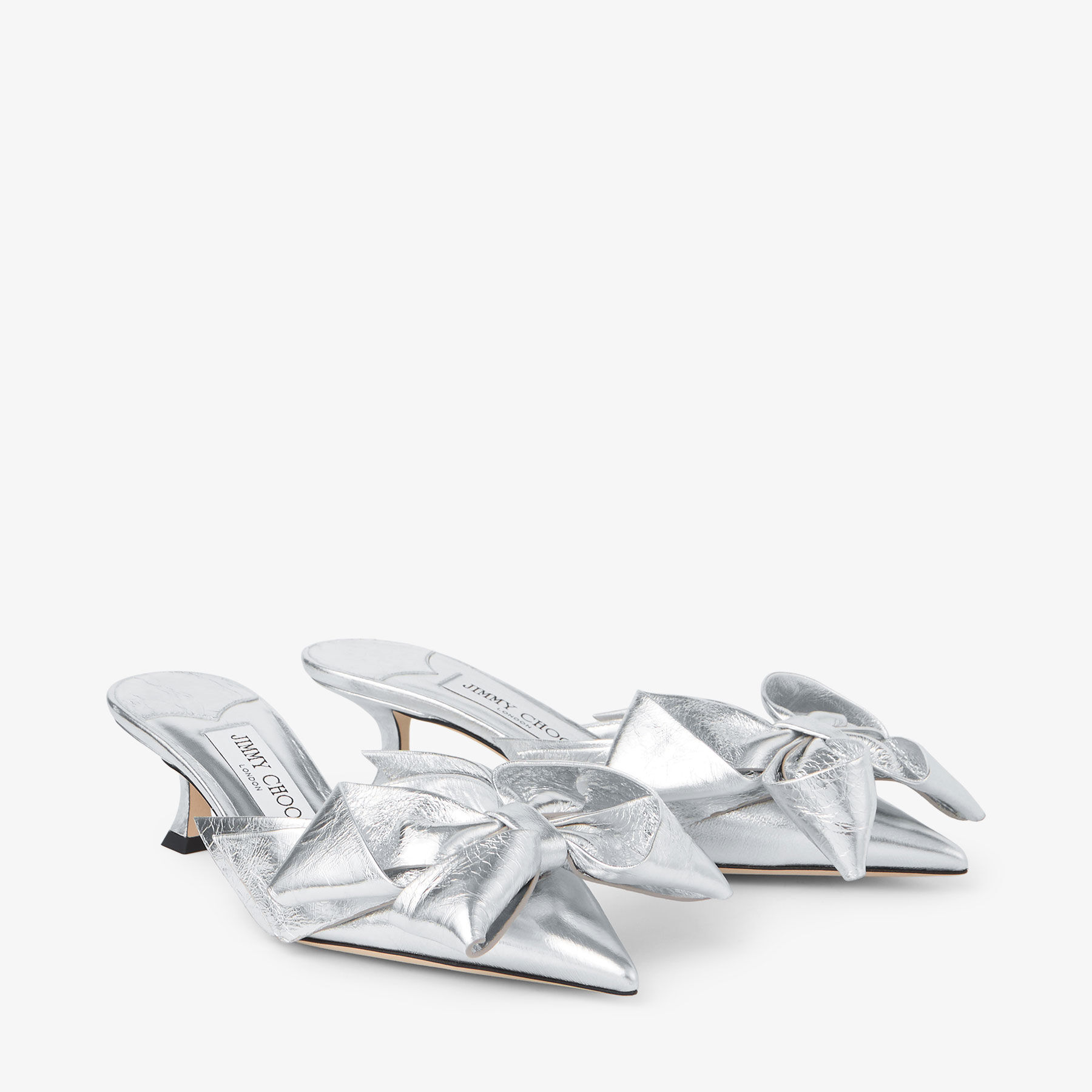Staz Mule 50 | Silver Metallic Leather Mules | JIMMY CHOO