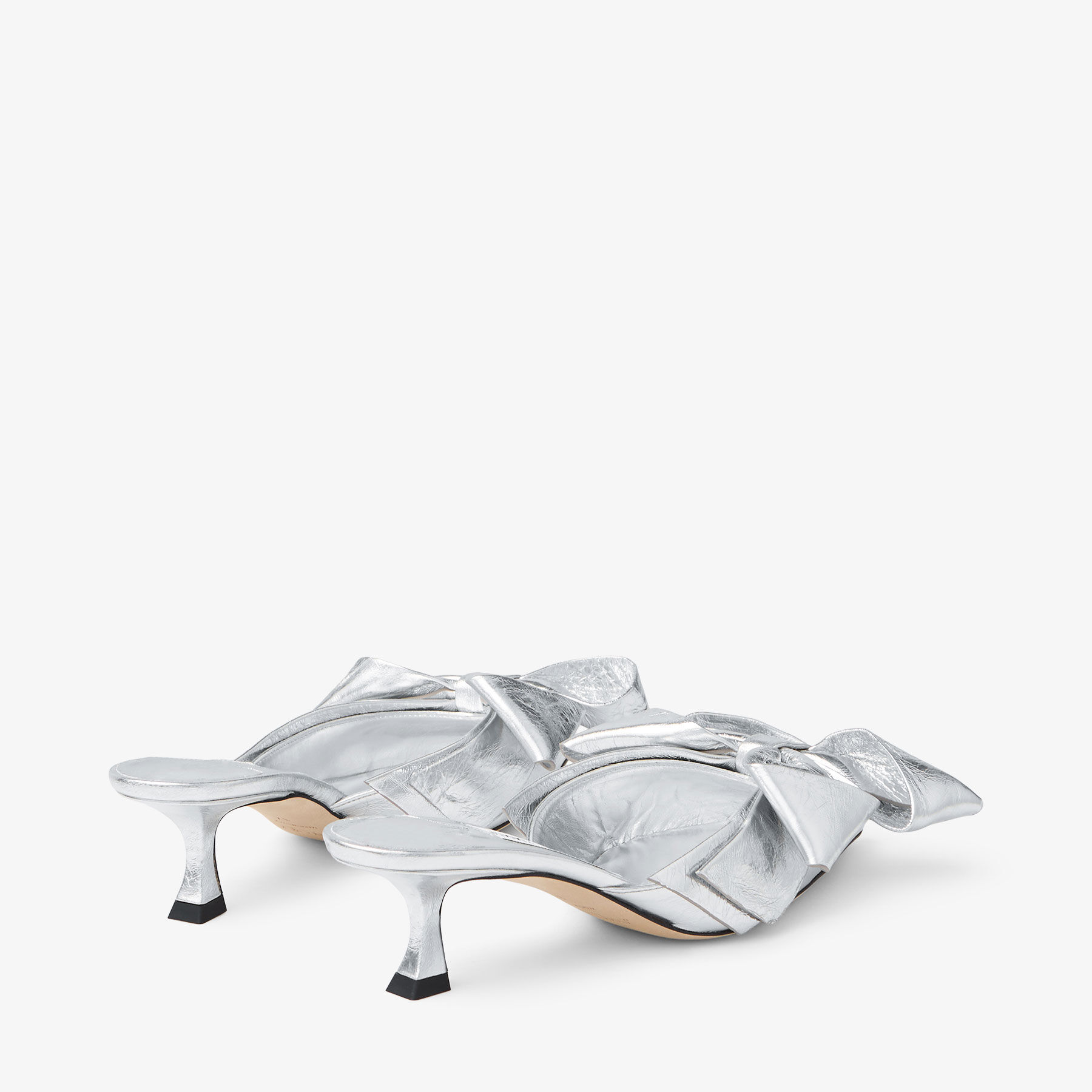 Staz Mule 50 | Silver Metallic Leather Mules | JIMMY CHOO