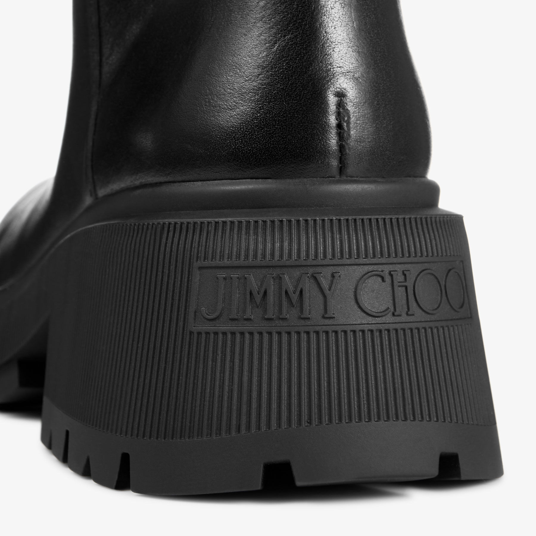 Tamsin Knee Boot Flat | Black Shiny Calf Leather Knee High Boot | JIMMY ...
