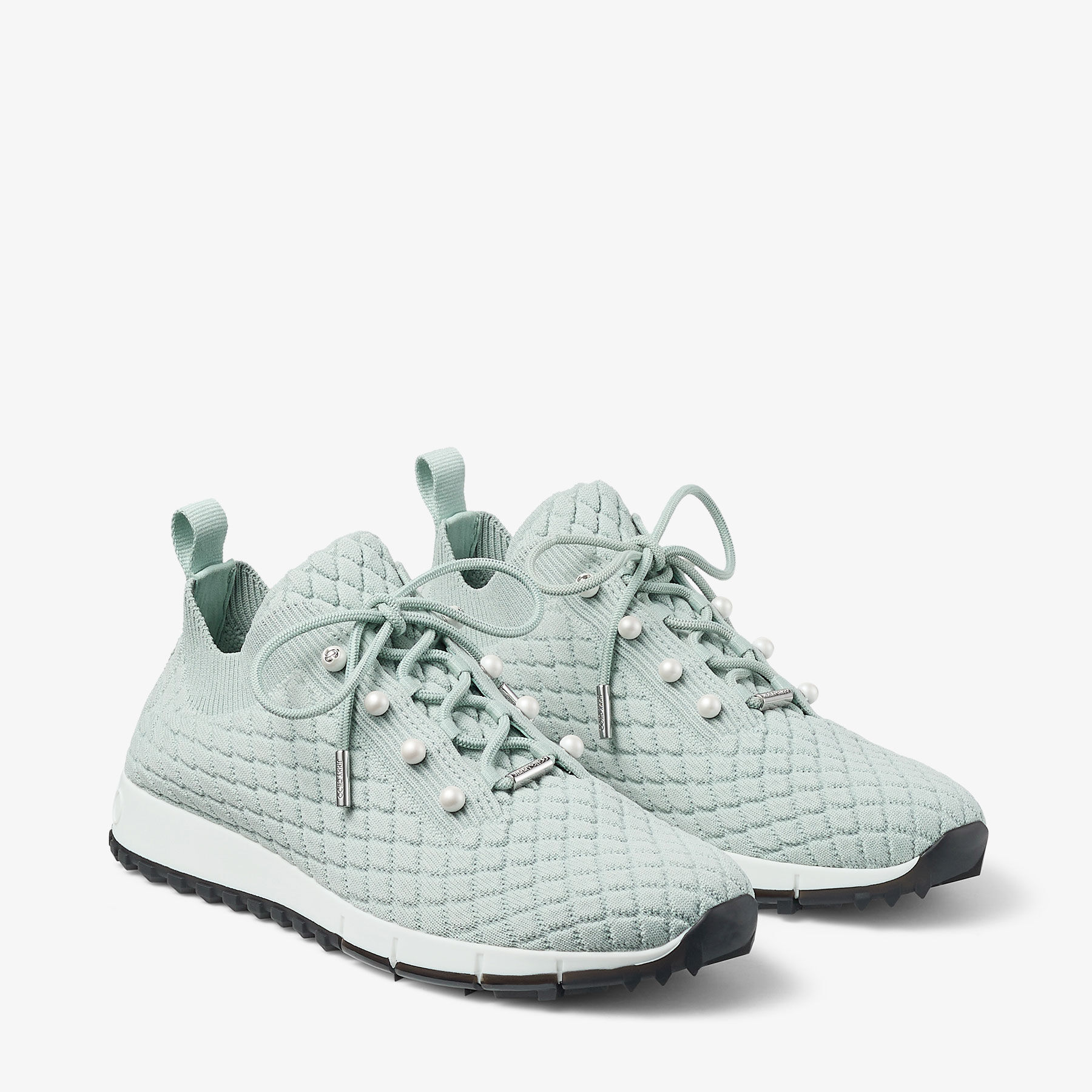 Veles | Light Verde Textured Knit Trainers | JIMMY CHOO