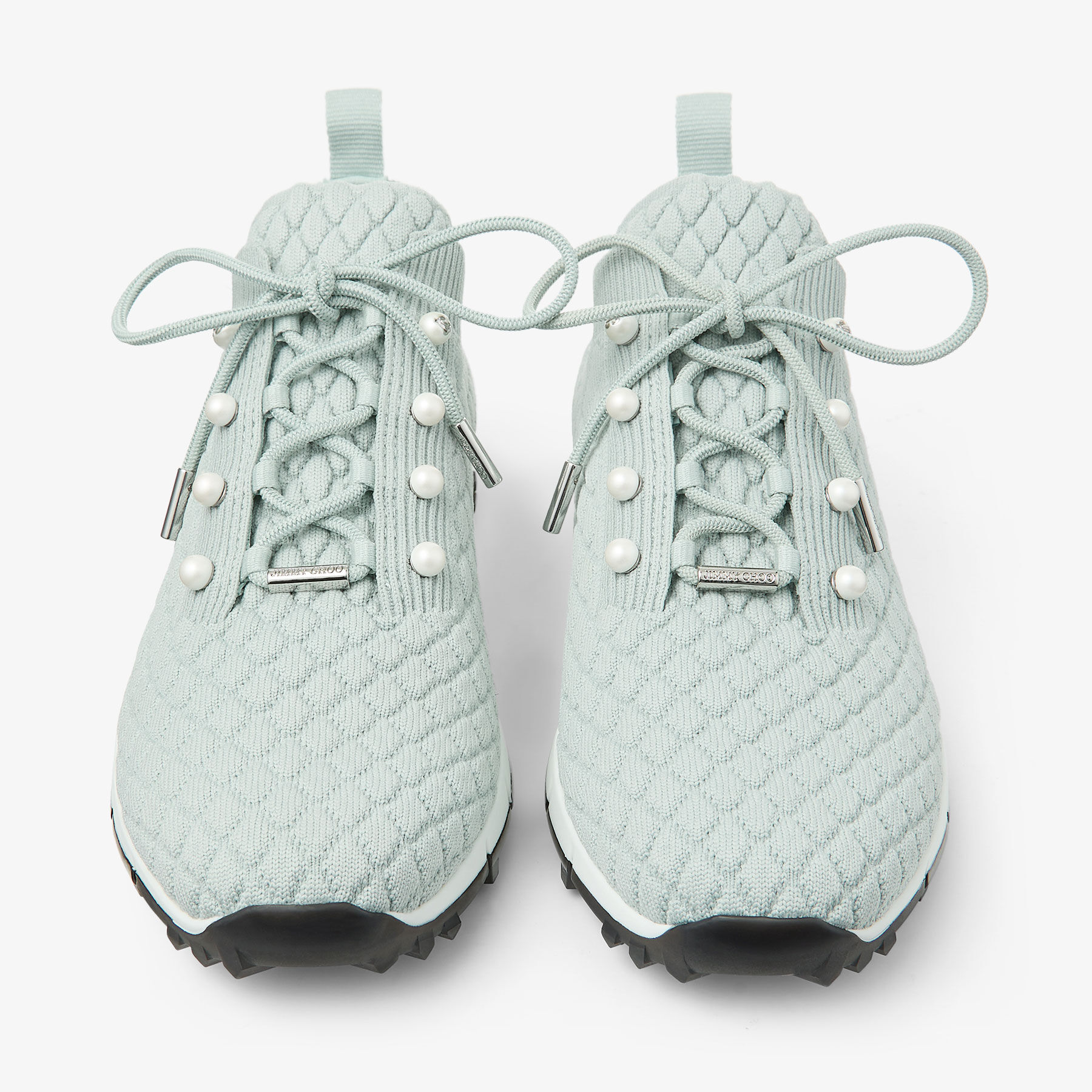 Veles | Light Verde Textured Knit Trainers | JIMMY CHOO