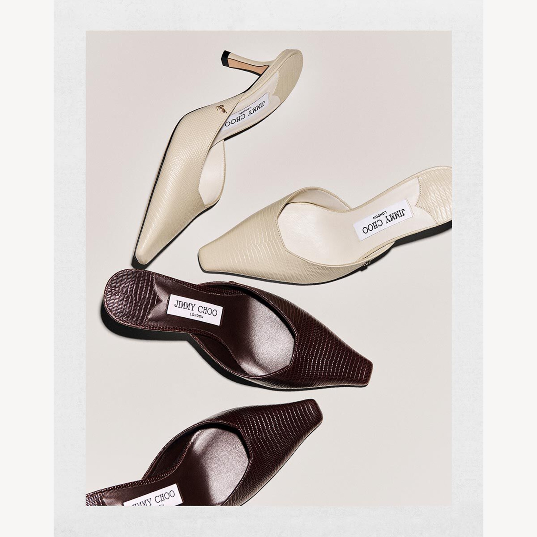 Vivi 65 | Coffee Lizard Printed Leather Mules | JIMMY CHOO