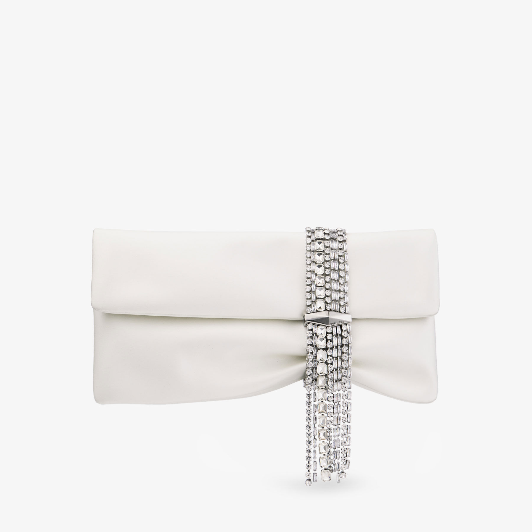 Zandra | Ivory Satin Crystal Clutch Bag | JIMMY CHOO