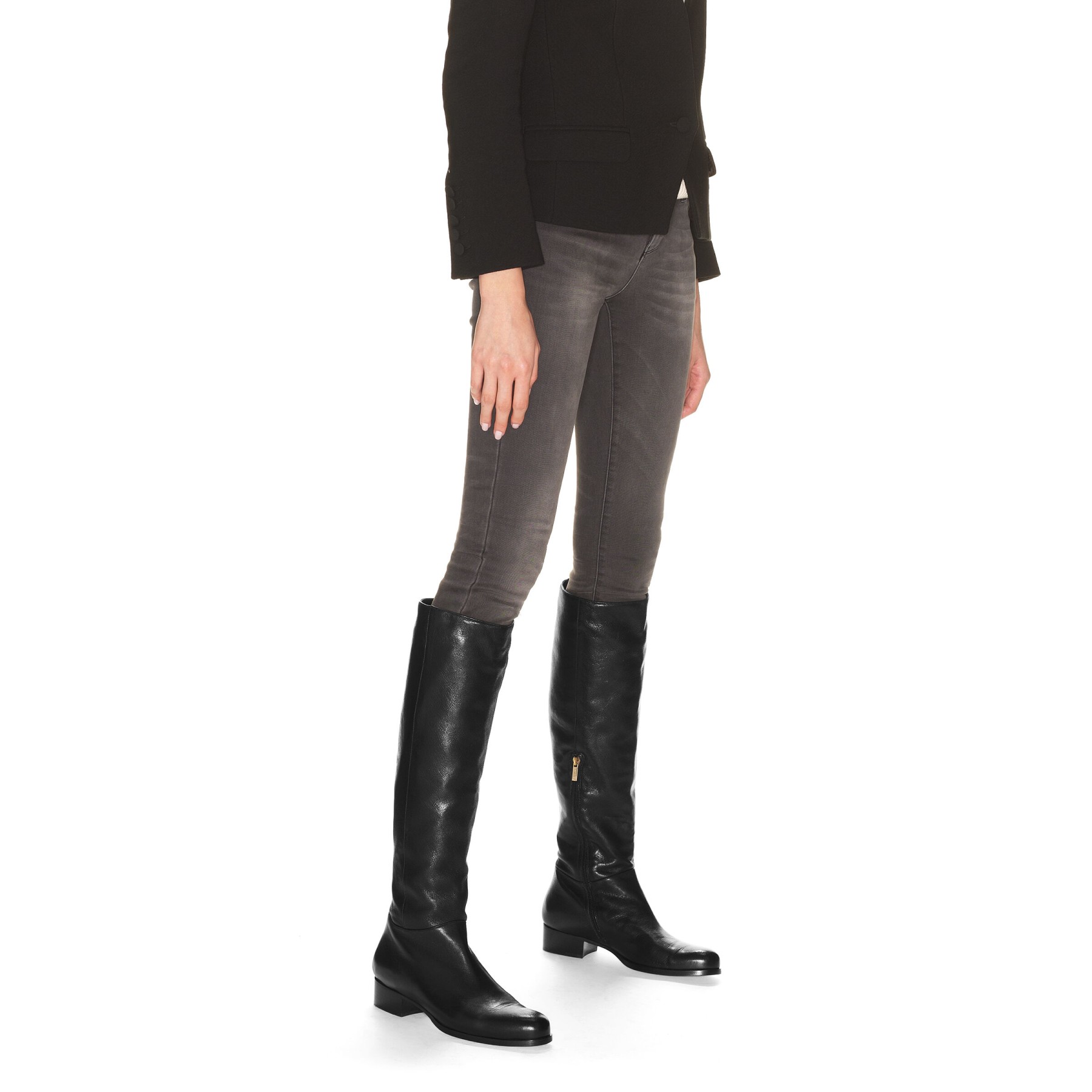 Elegant Black Calf Leather | Knee High Boots | Genna | JIMMY CHOO